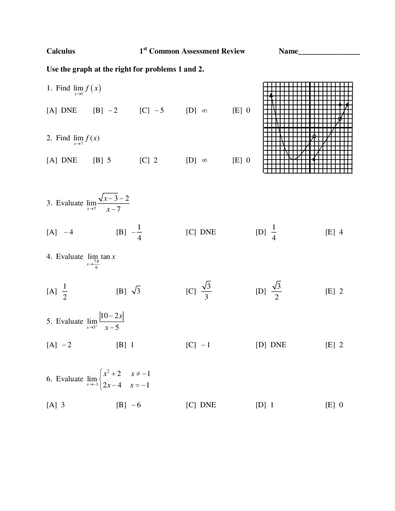 Assessment - AP Calculus - Exam - Docsity