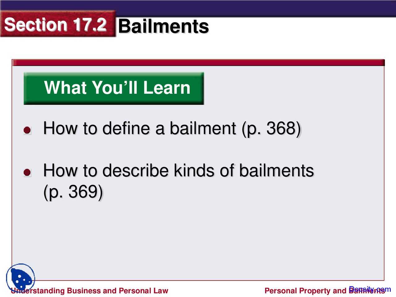 Bailments Bussiness Law Lecture Slides Docsity