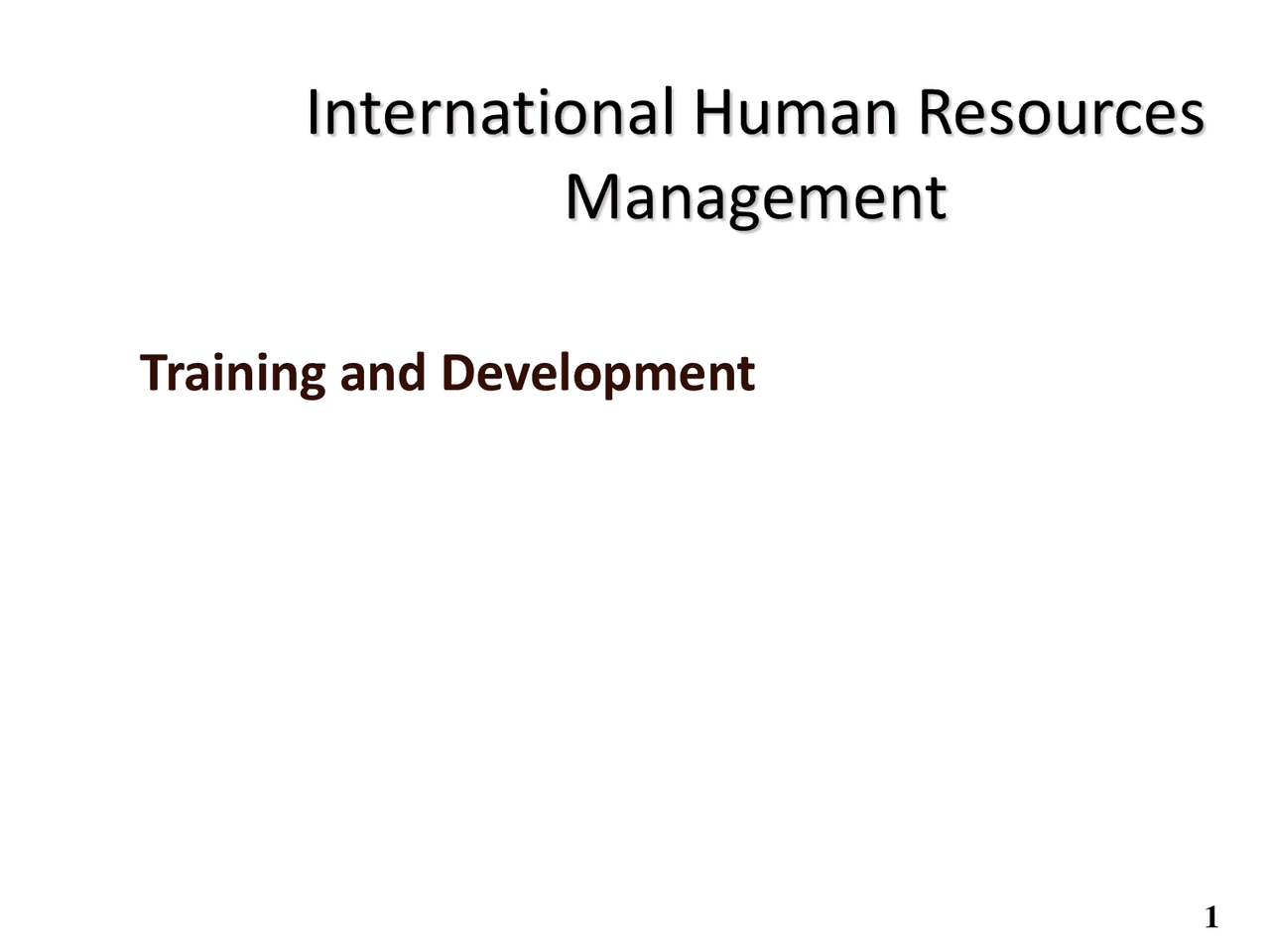 Training And Development Inter Cultural Management Lecture Slides