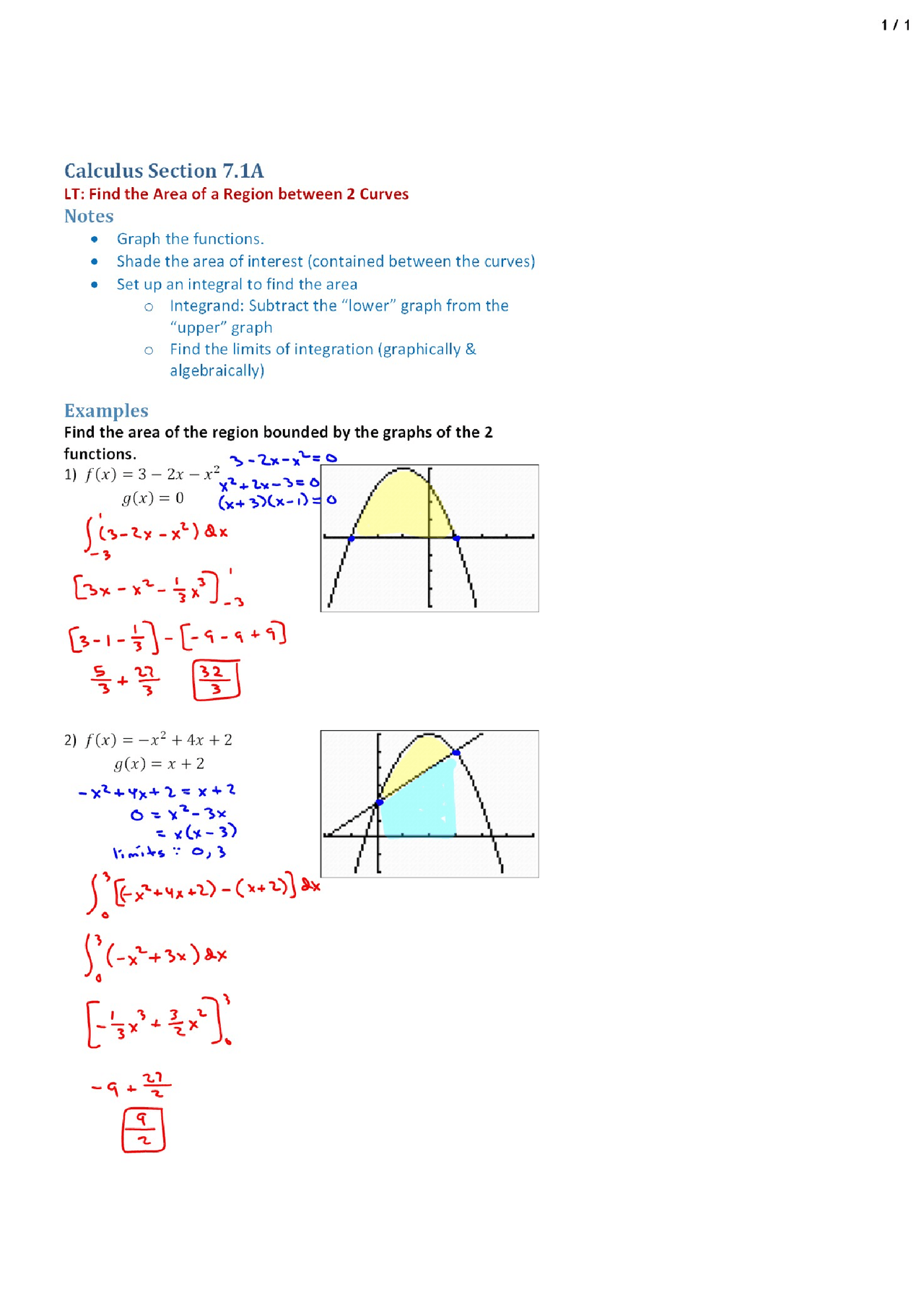 Area Ap Calculus Lecture Notes Docsity