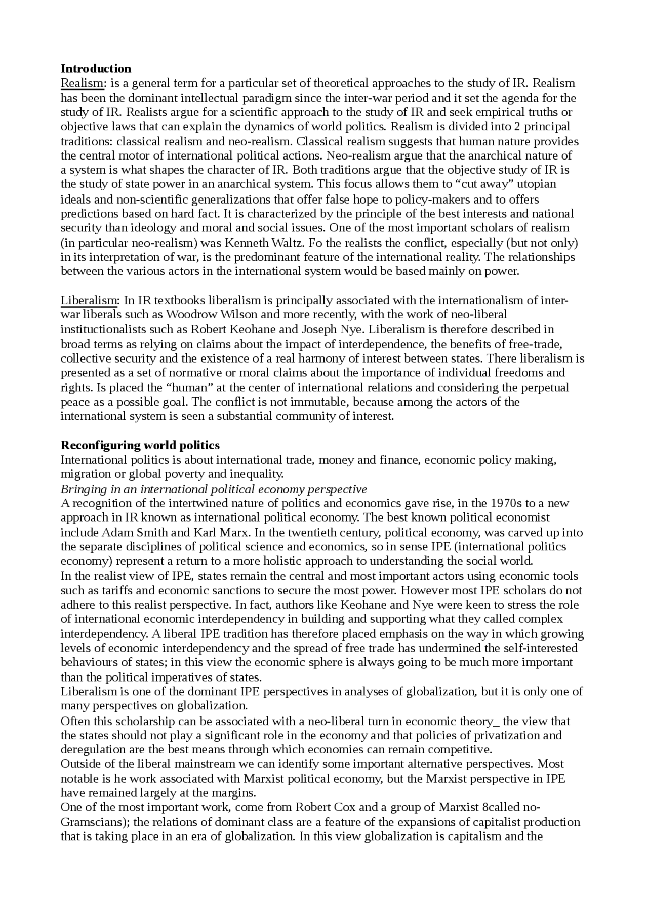 International Relations Docsity