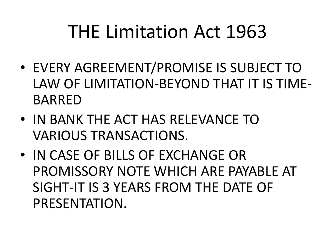 Limitation Act - Banking - Lecture Slides - Docsity