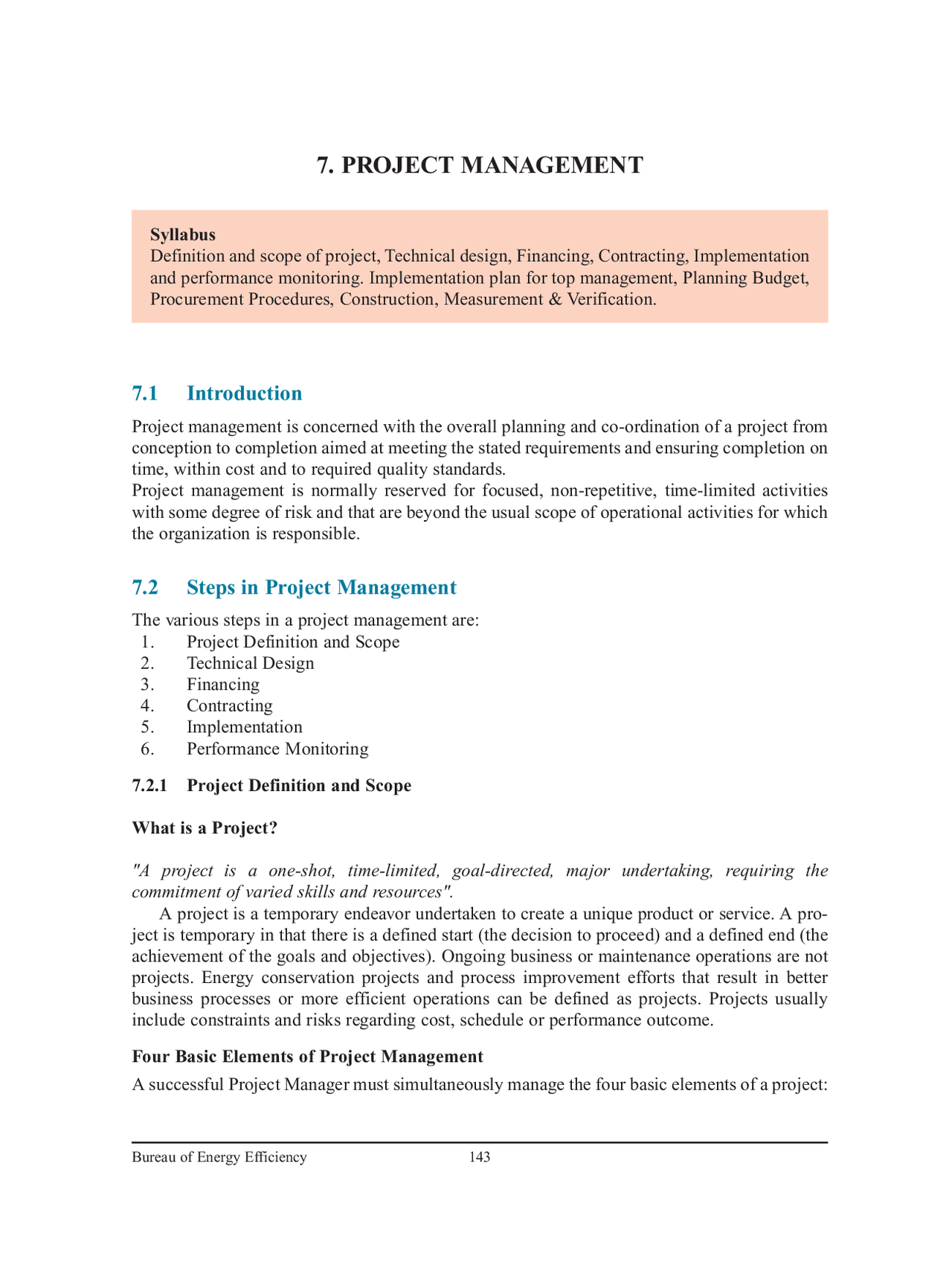 Project Management Bureau Of Energy Efficiency Lecture Notes Docsity