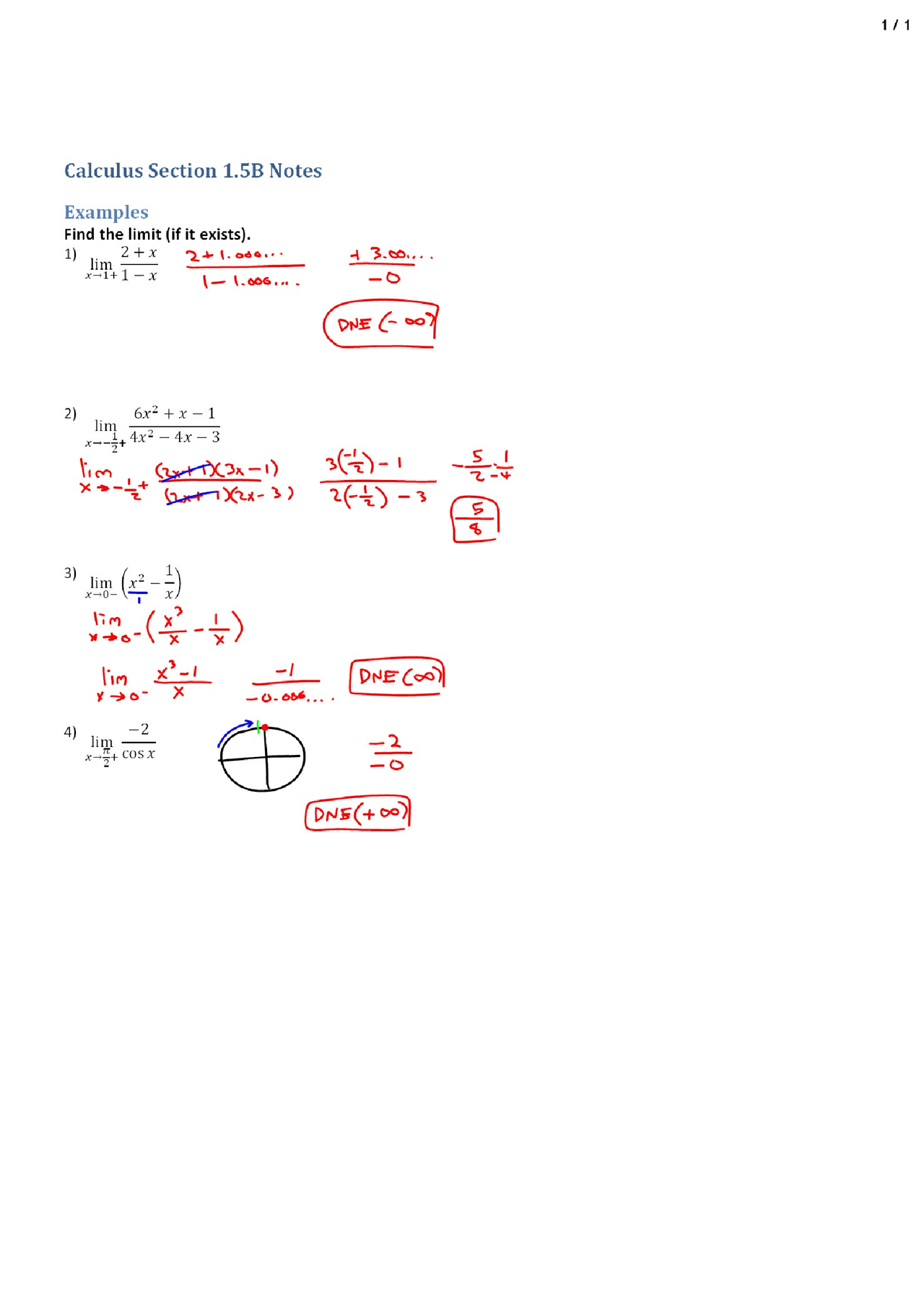 Existing Limits Ap Calculus Lecture Notes Docsity