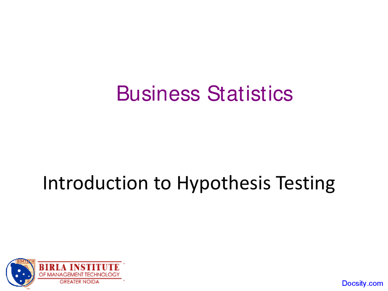 Introduction Statistical Method Lecture Slides Docsity