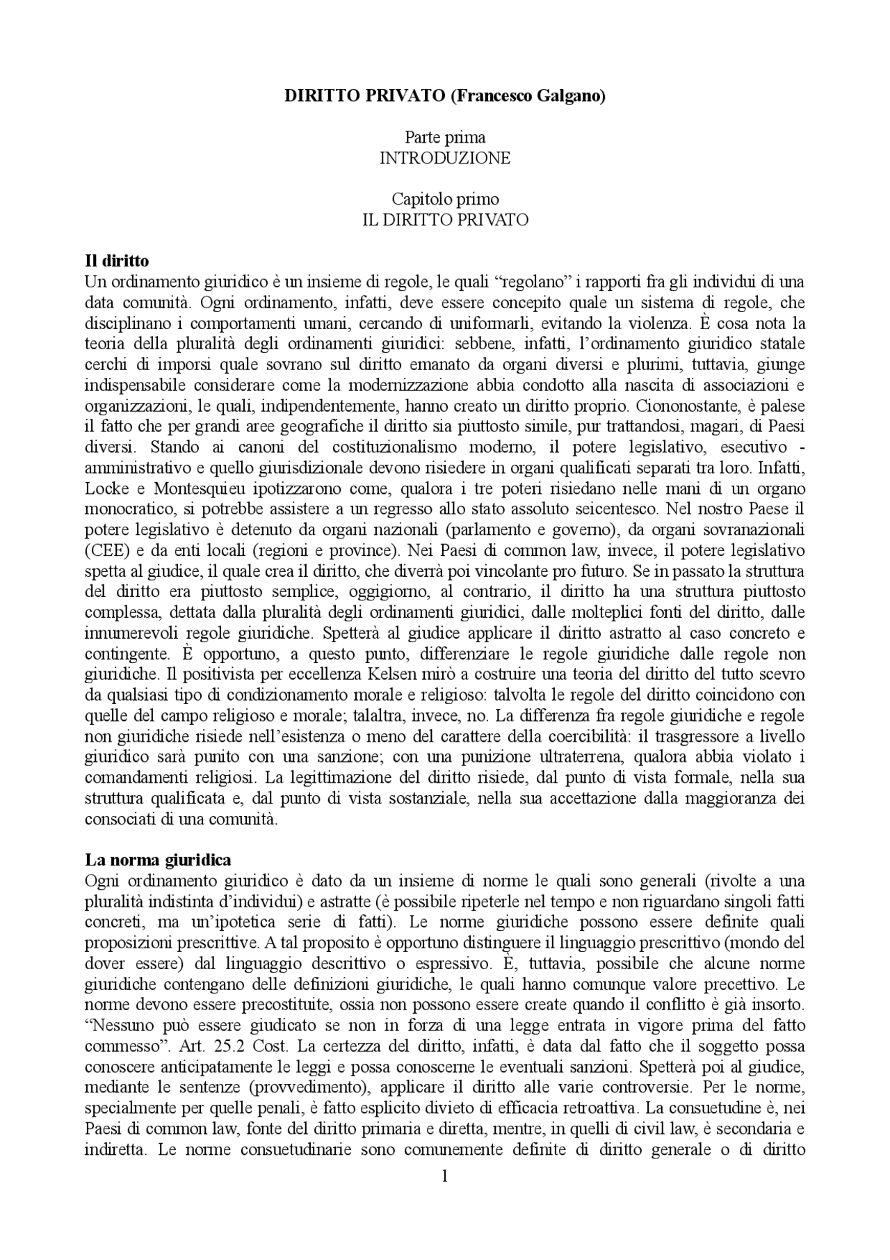 96316457 Diritto Privato Galgano Riassunto Completo Docsity