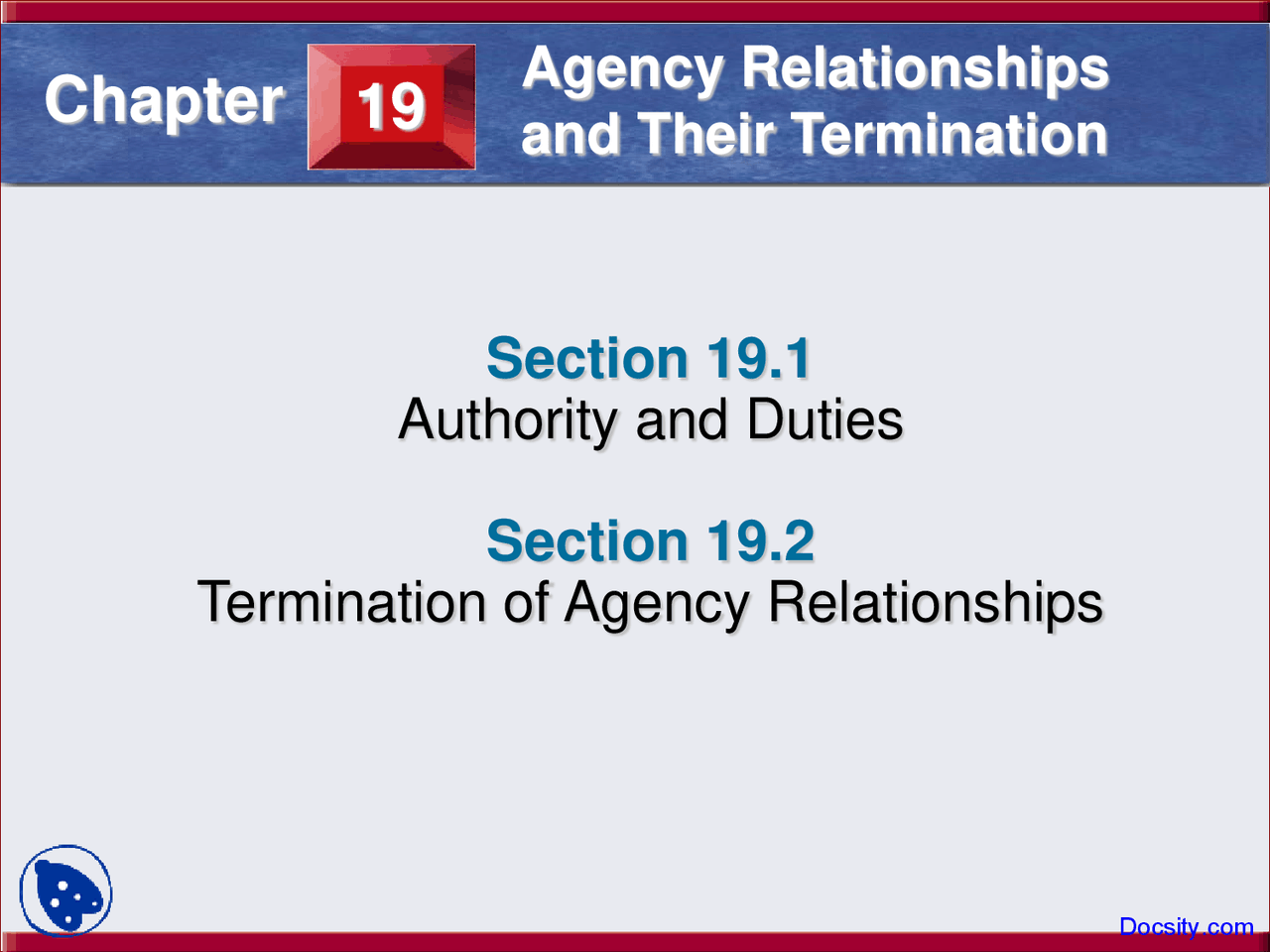 Agency Relationships Bussiness Law Lecture Slides Docsity