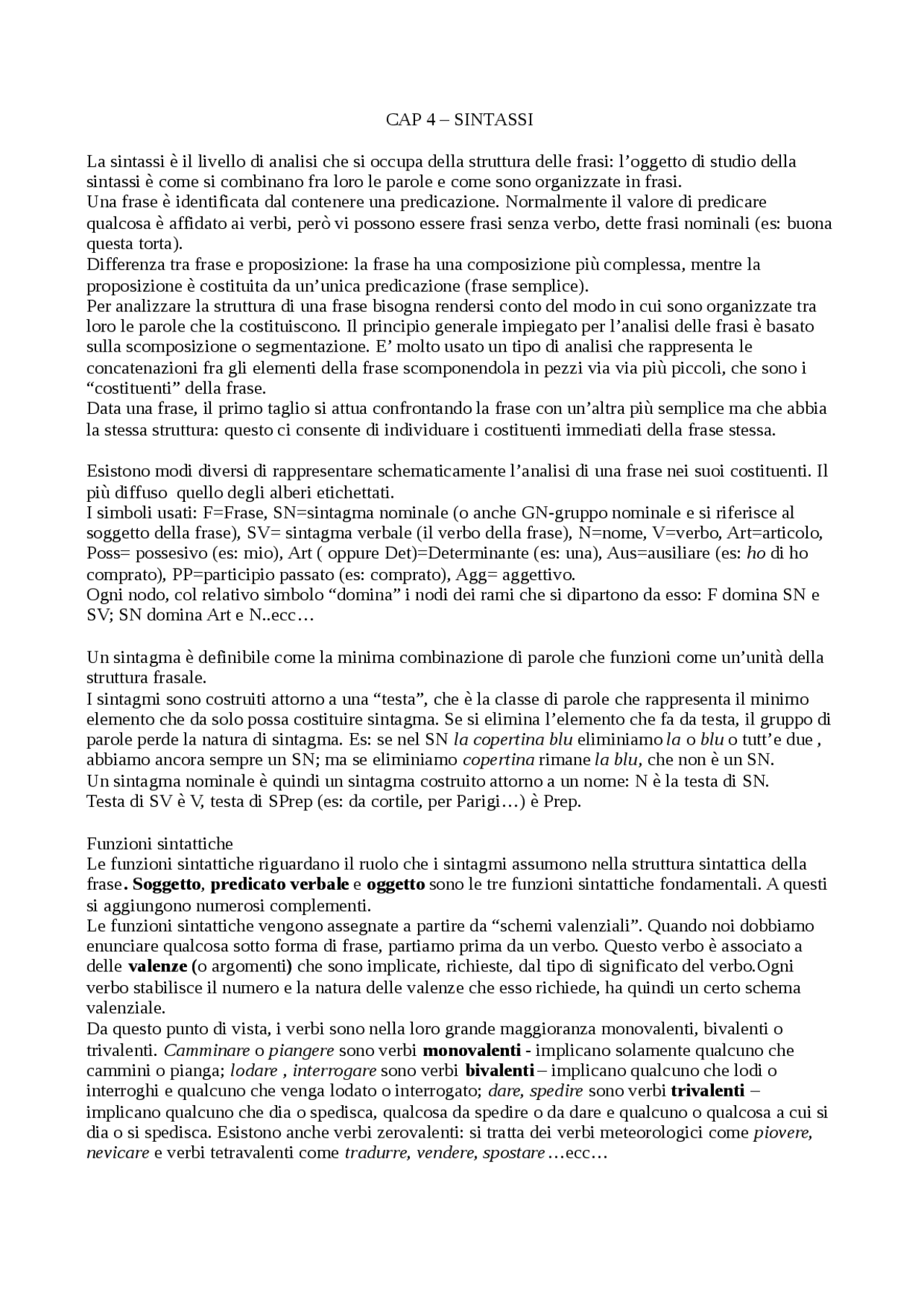 Sintassi Berruto Docsity