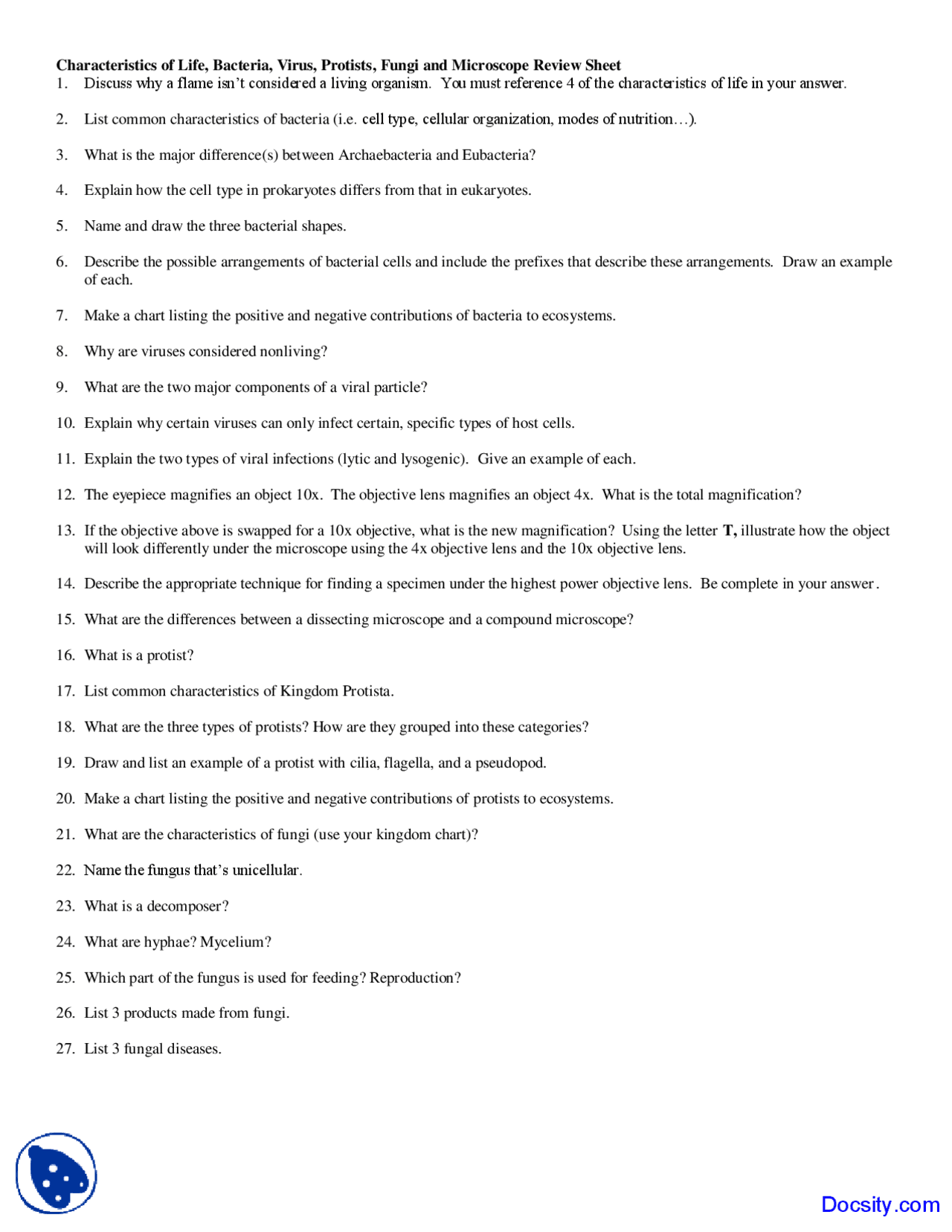Characteristics Of Life Application Of Biology Lecture Notes Docsity