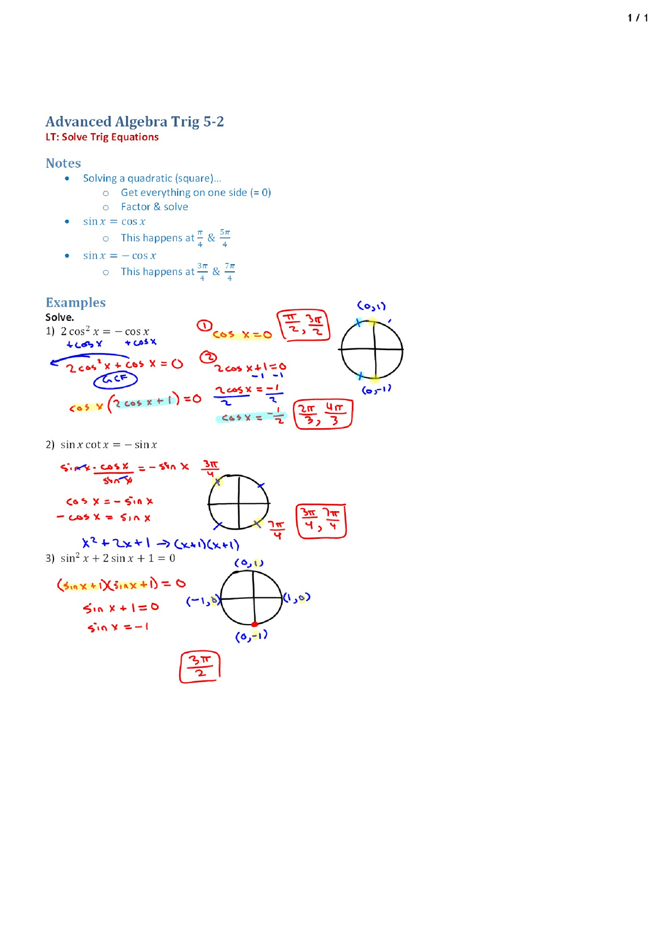 Quadratic-Square - Trignometry - Lecture Notes | Study notes ...