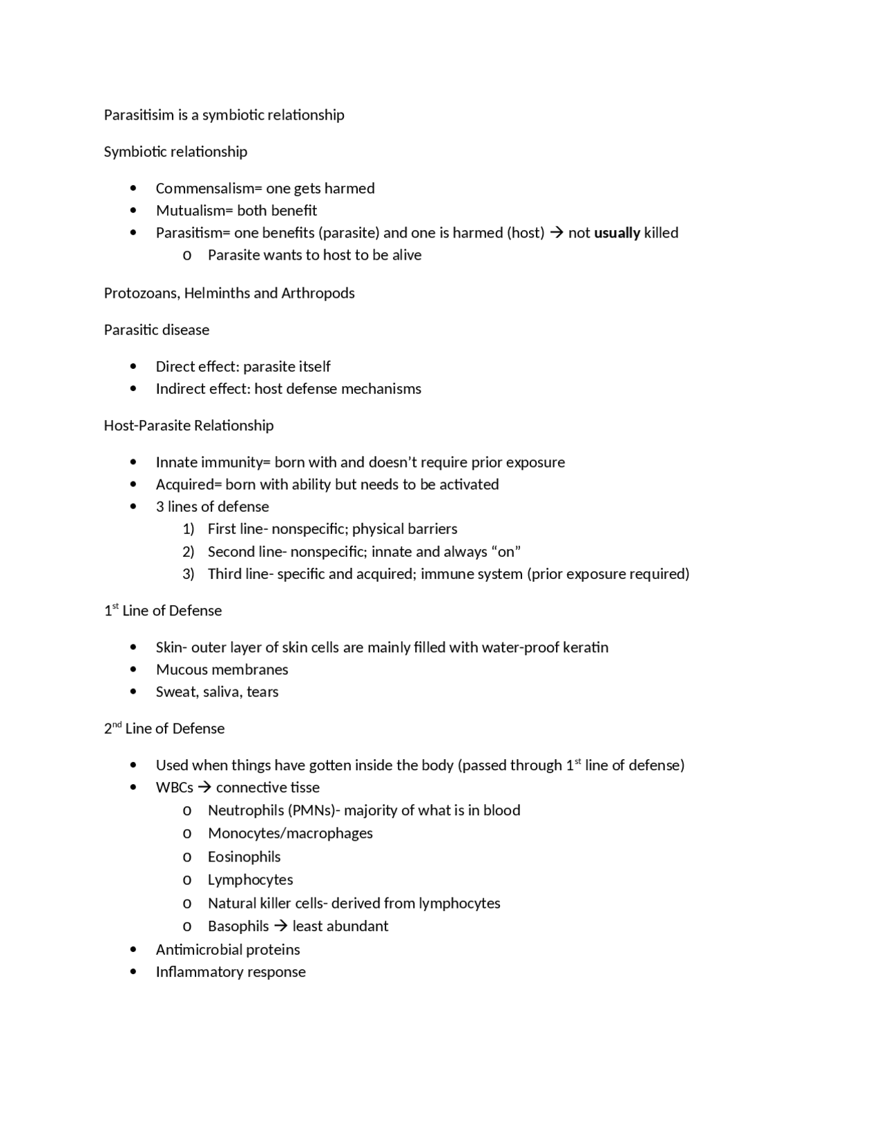 Notes on Parasitism is a Symbiotic Relationship | BIOL 4105 - Docsity