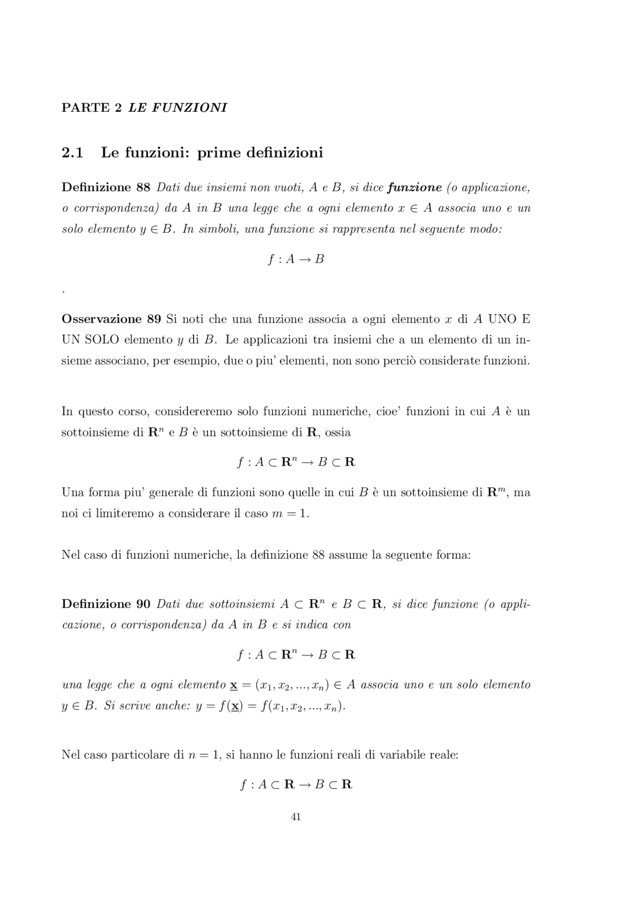 Funzioni - Dispensa sulle funzioni - Matematica generale - Docsity