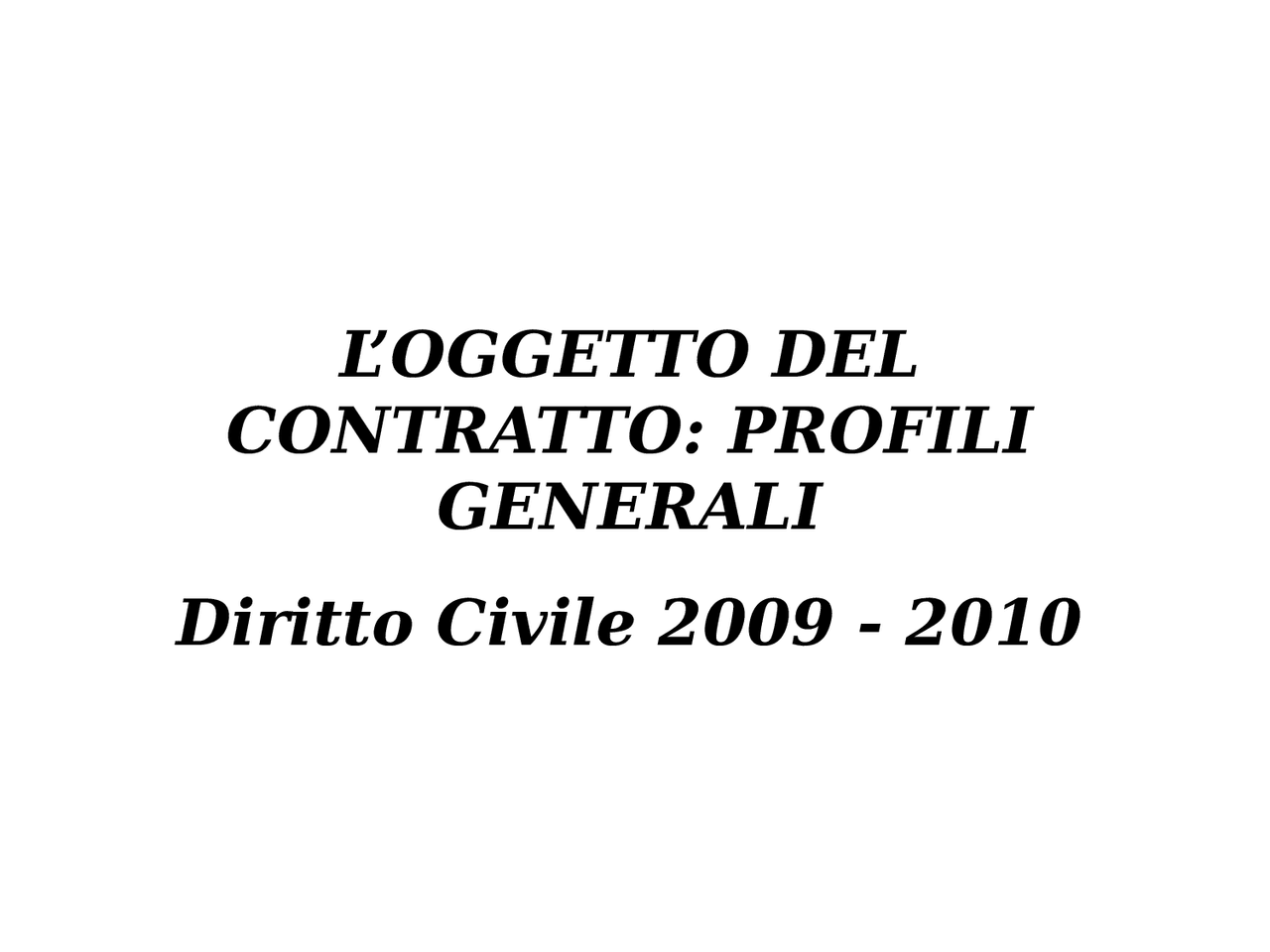Oggetto Del Contratto Slides Diritto Civile Docsity