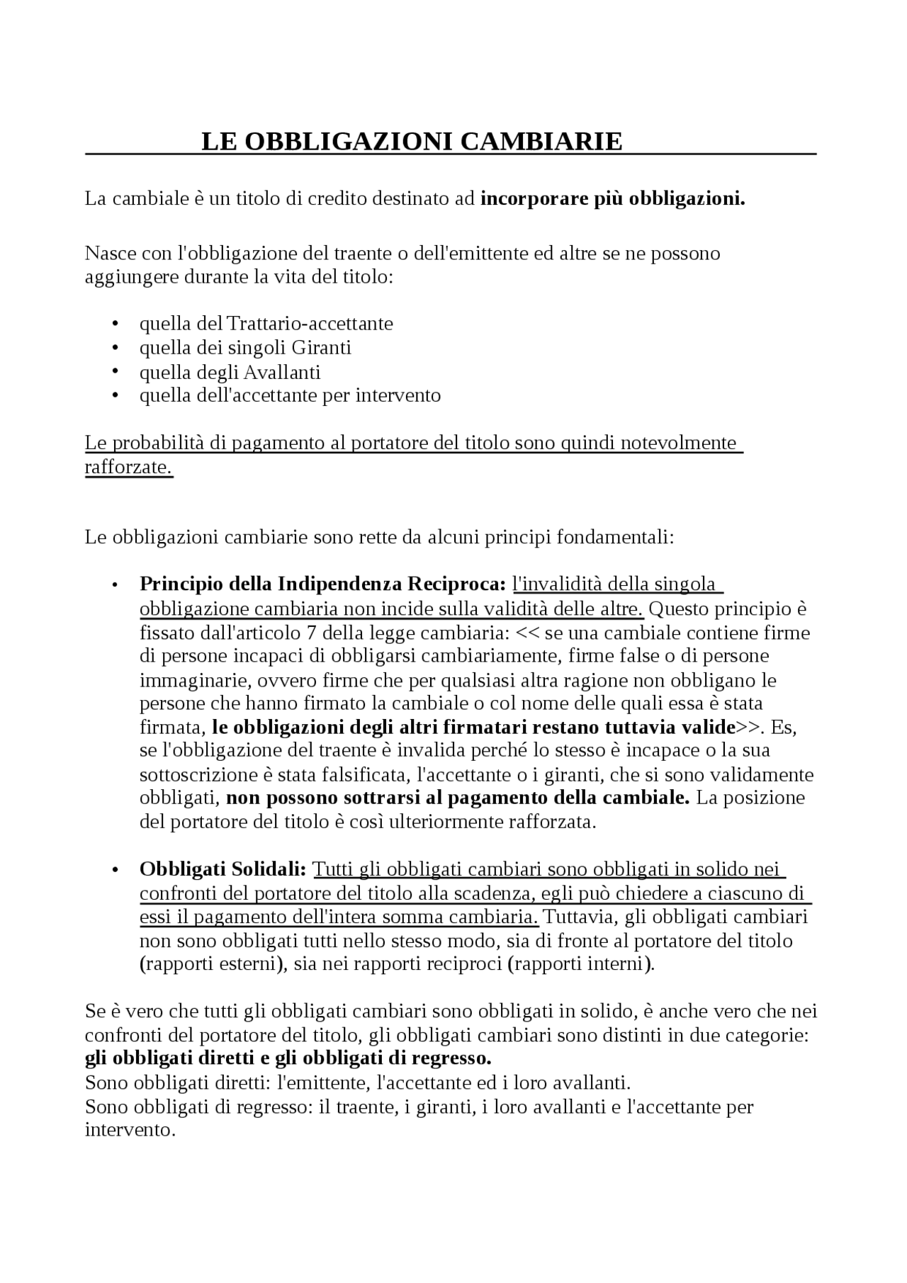 Diritto Commerciale Cambiale Ed Assegni Circolari Docsity