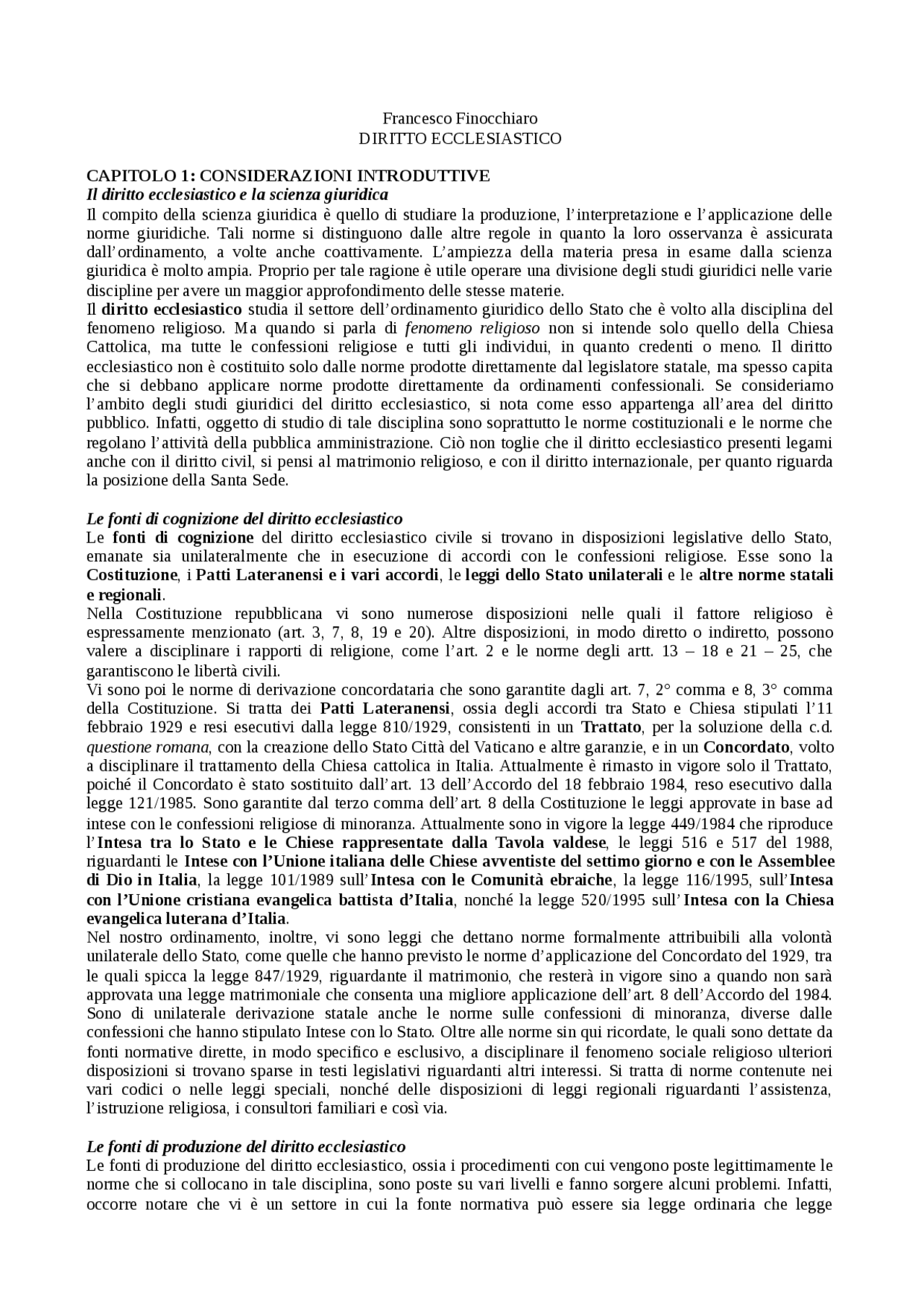 Francesco Finocchiaro Diritto Ecclesiastico Docsity
