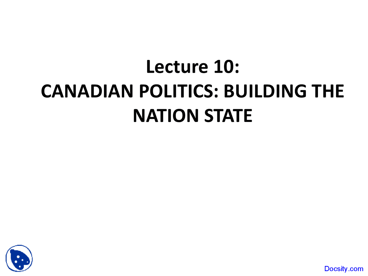 Canadian Politics Comparative Politics Lecture Slides Slides