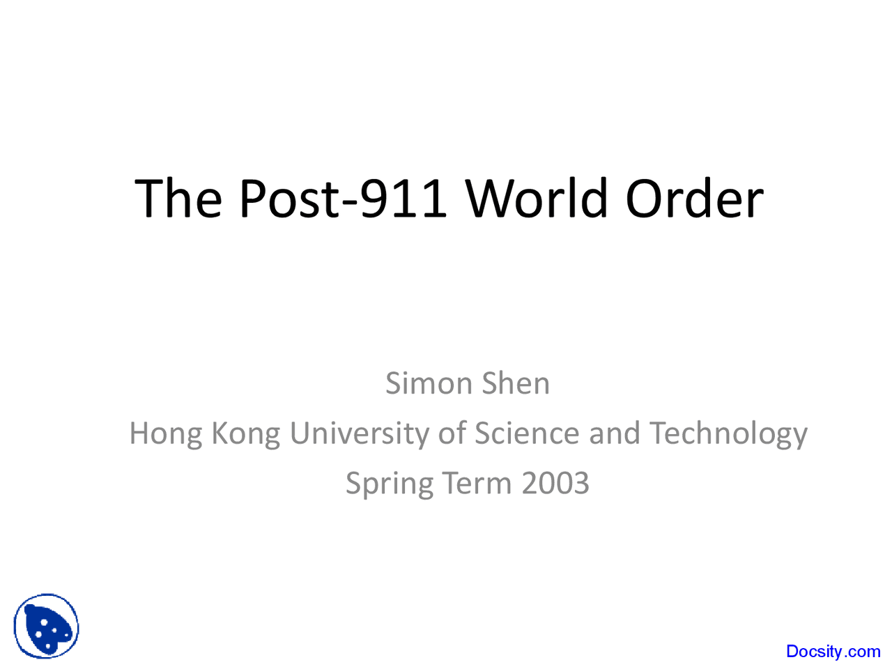 World Order The Post World War Lecture Slides Docsity