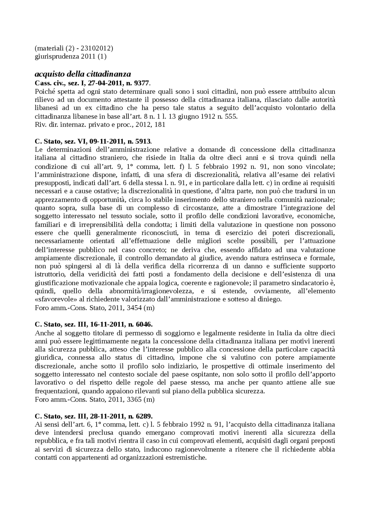 Cittadinanza Docsity