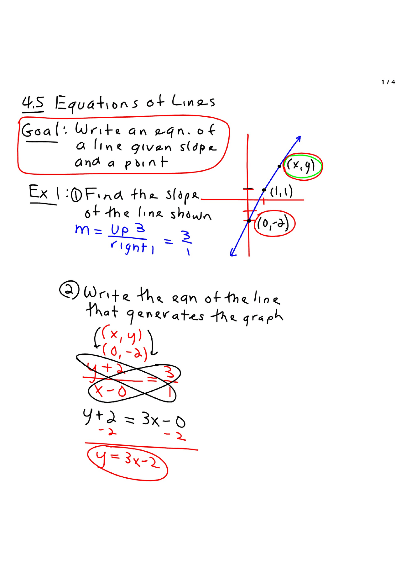 Slope And Point Intermediate Algebra Lecture Handout Docsity