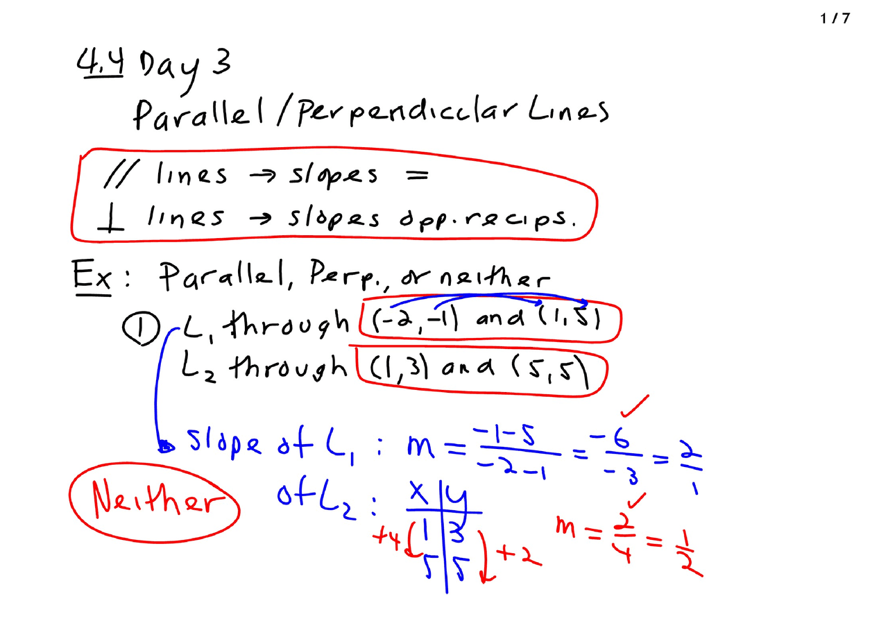 Parallel Lines Problem Intermediate Algebra Lecture Handout Docsity