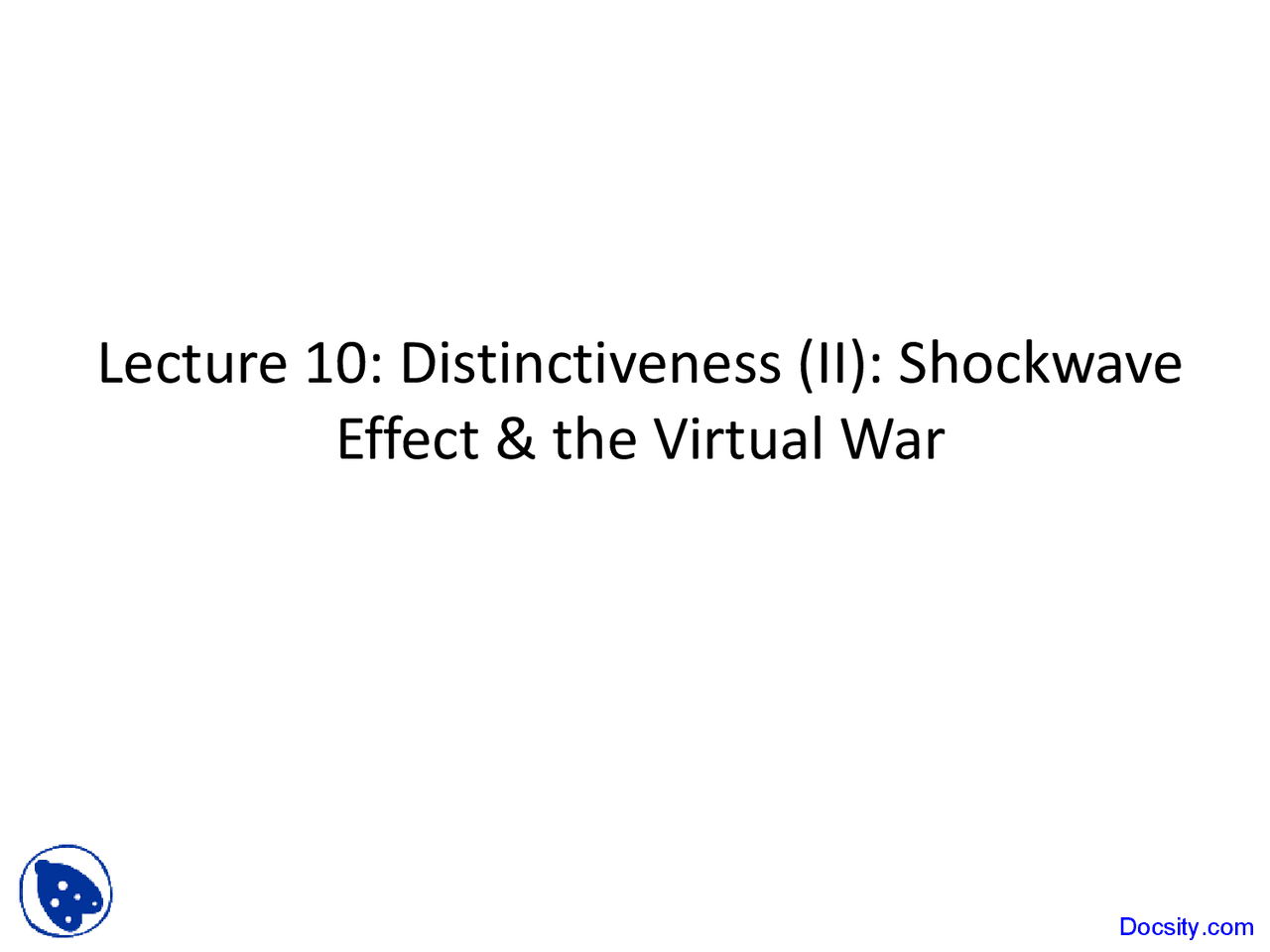 Distinctiveness The Post World War Lecture Slides Docsity