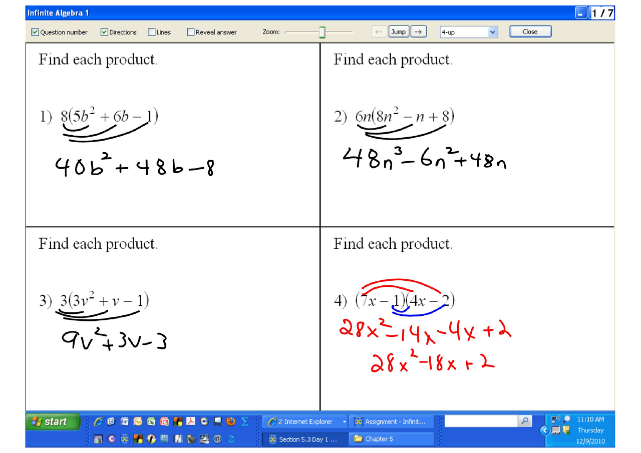 Elaborating Product Intermediate Algebra Lecture Handout Docsity