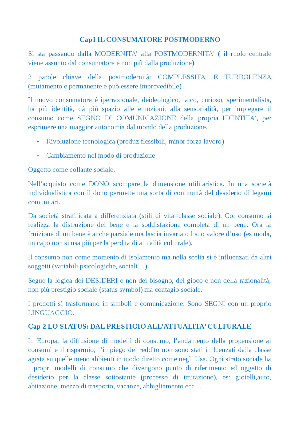 Cap1 IL CONSUMATORE POSTMODERNO - Docsity