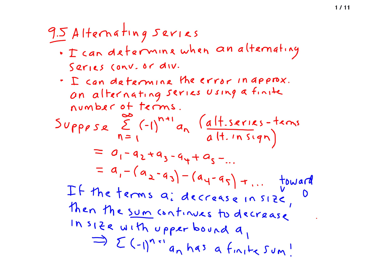 Alternating Sevies Ap Calculus Bc Lecture Notes Docsity
