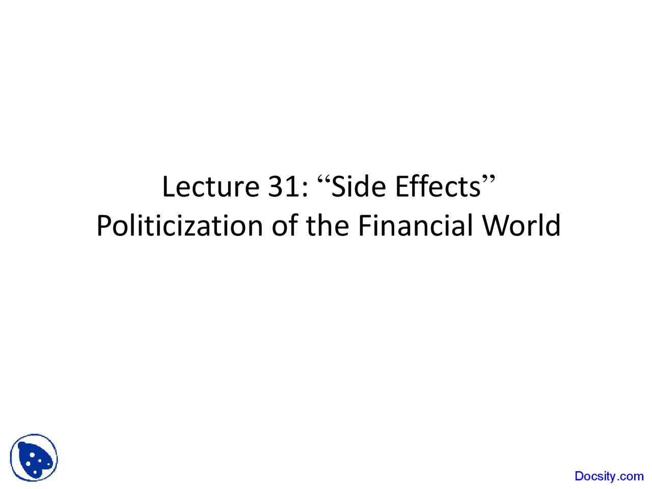 Side Effects The Post World War Lecture Slides Docsity