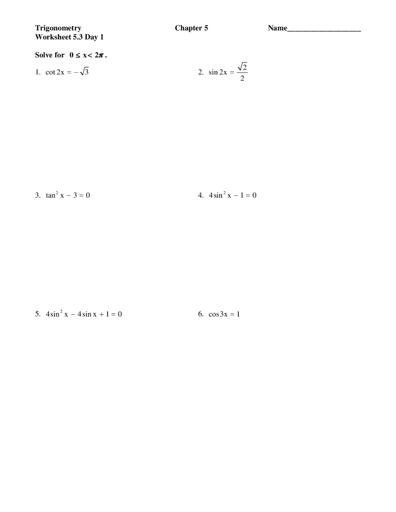 Trig In Negative Root Trignometry Practice Problems Docsity