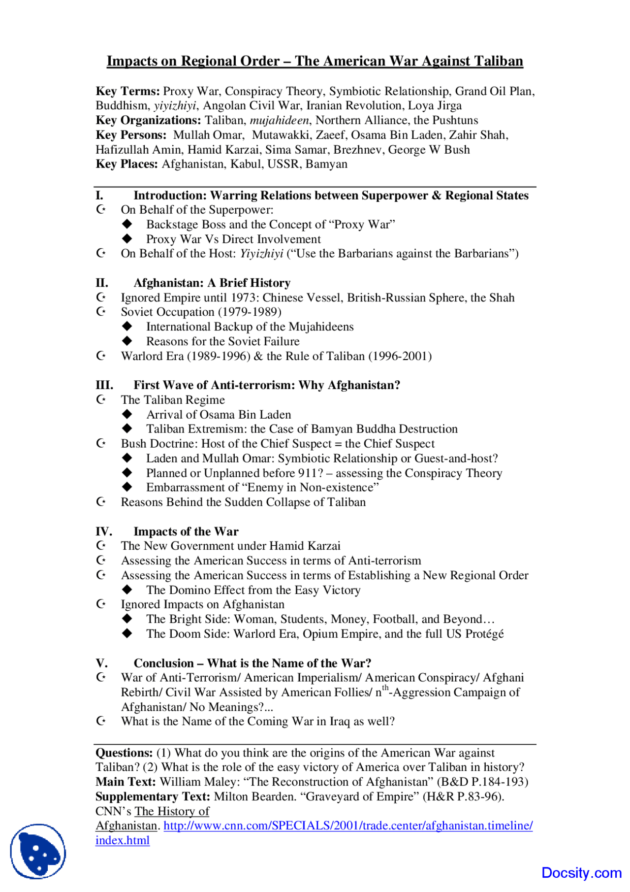 Impacts On Regional Order The Post World War Lecture Notes Docsity