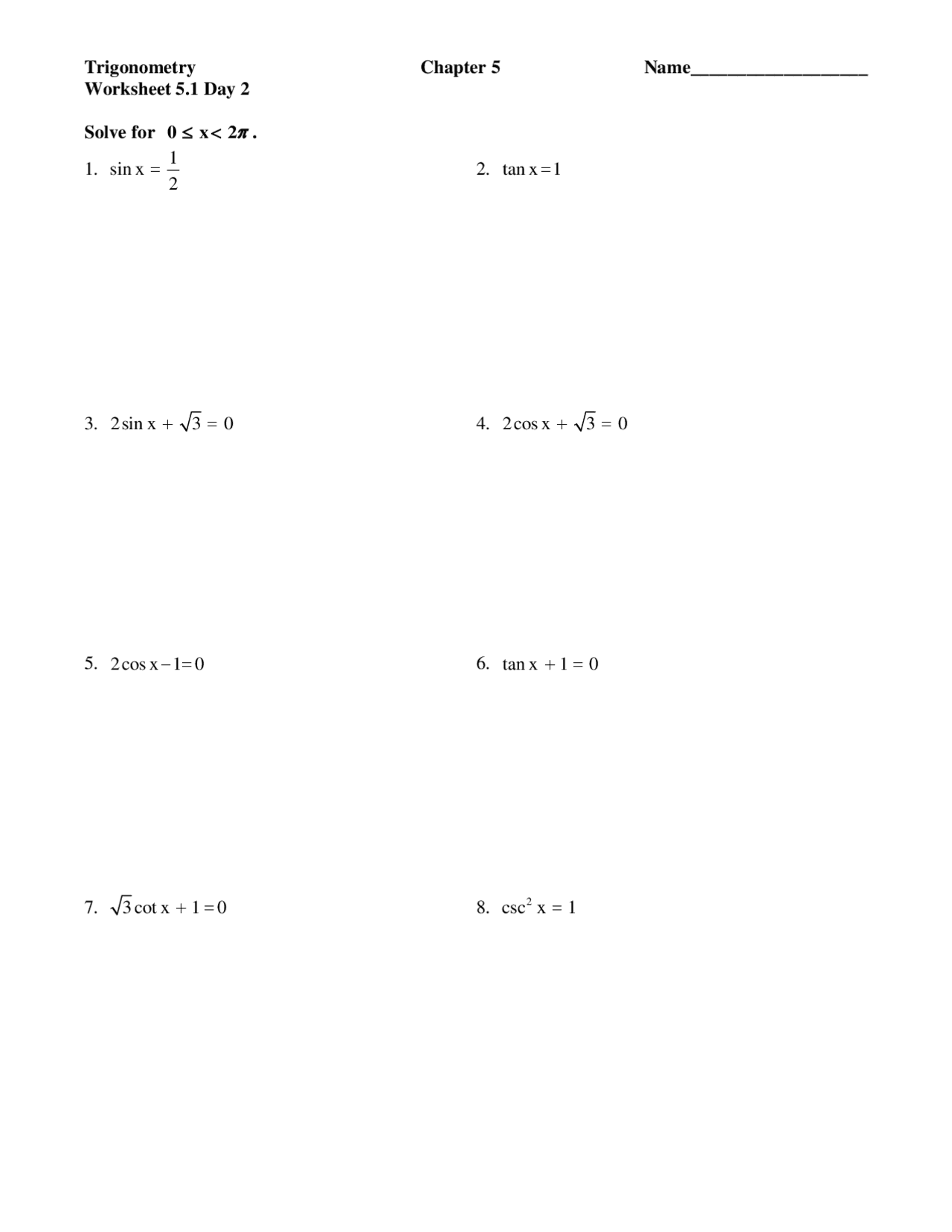 Sine Division Trignometry Practice Problems Docsity