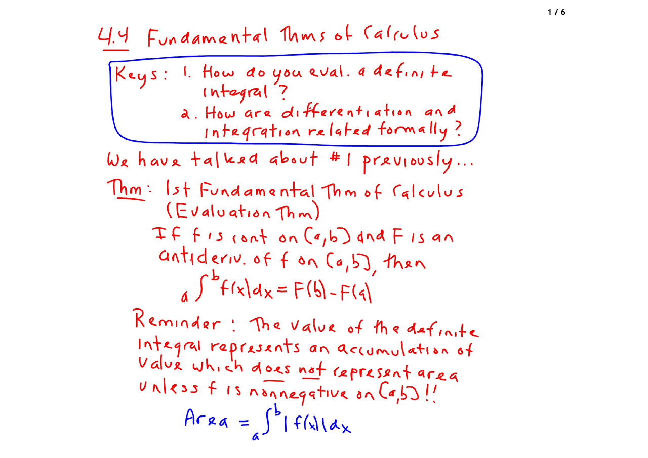 Evaluating Definite Integ Ap Calculus Bc Lecture Notes Docsity