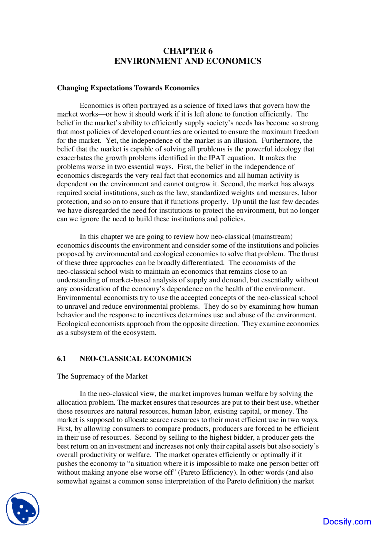 Economics Environment And Business Lecture Notes Docsity