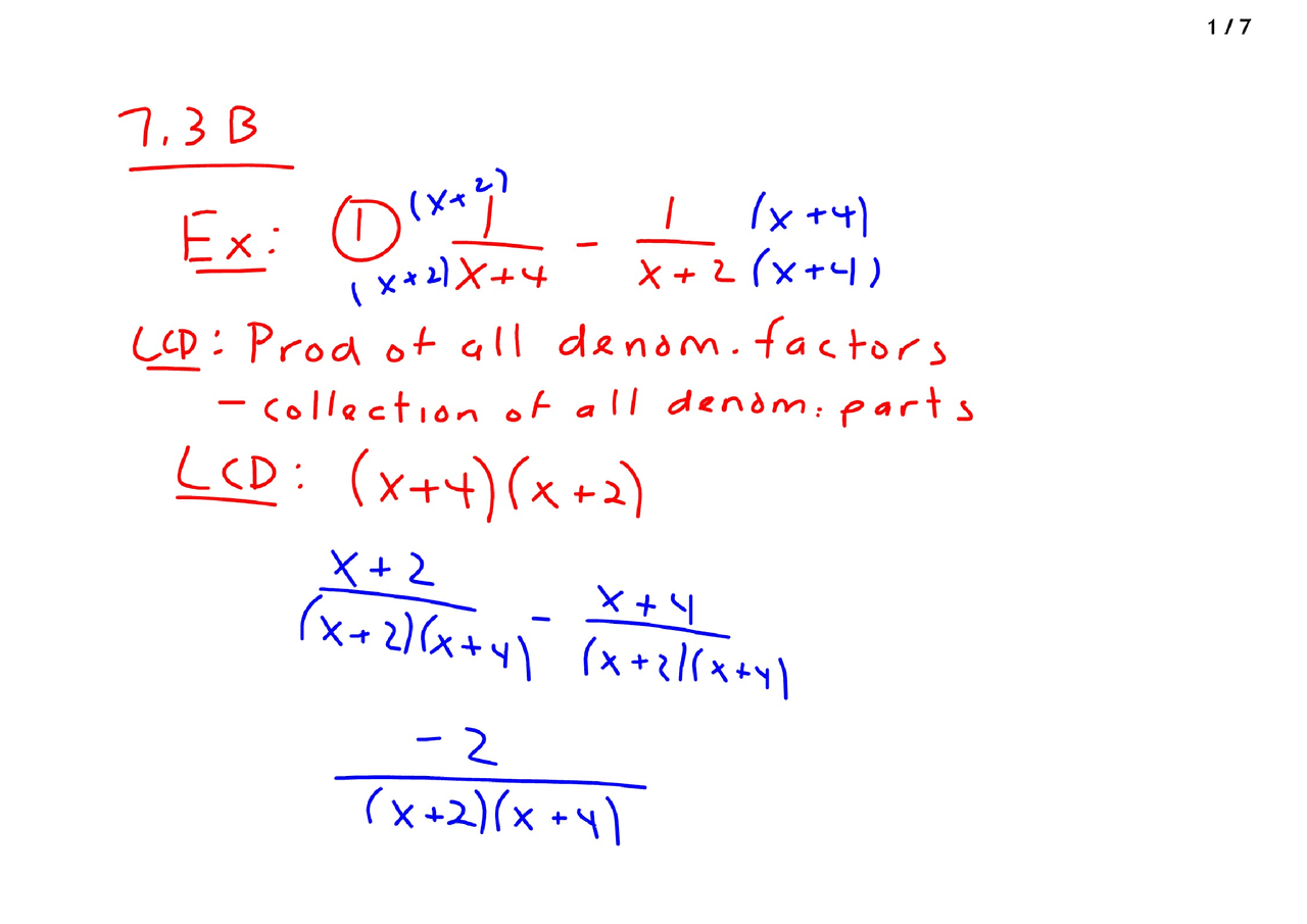 Factors In Denominator Intermediate Algebra Lecture Handout Docsity