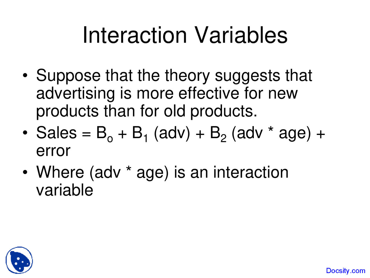 Interaction Variables Applied Regression Analysis Lecture Slides Slides Data Analysis 