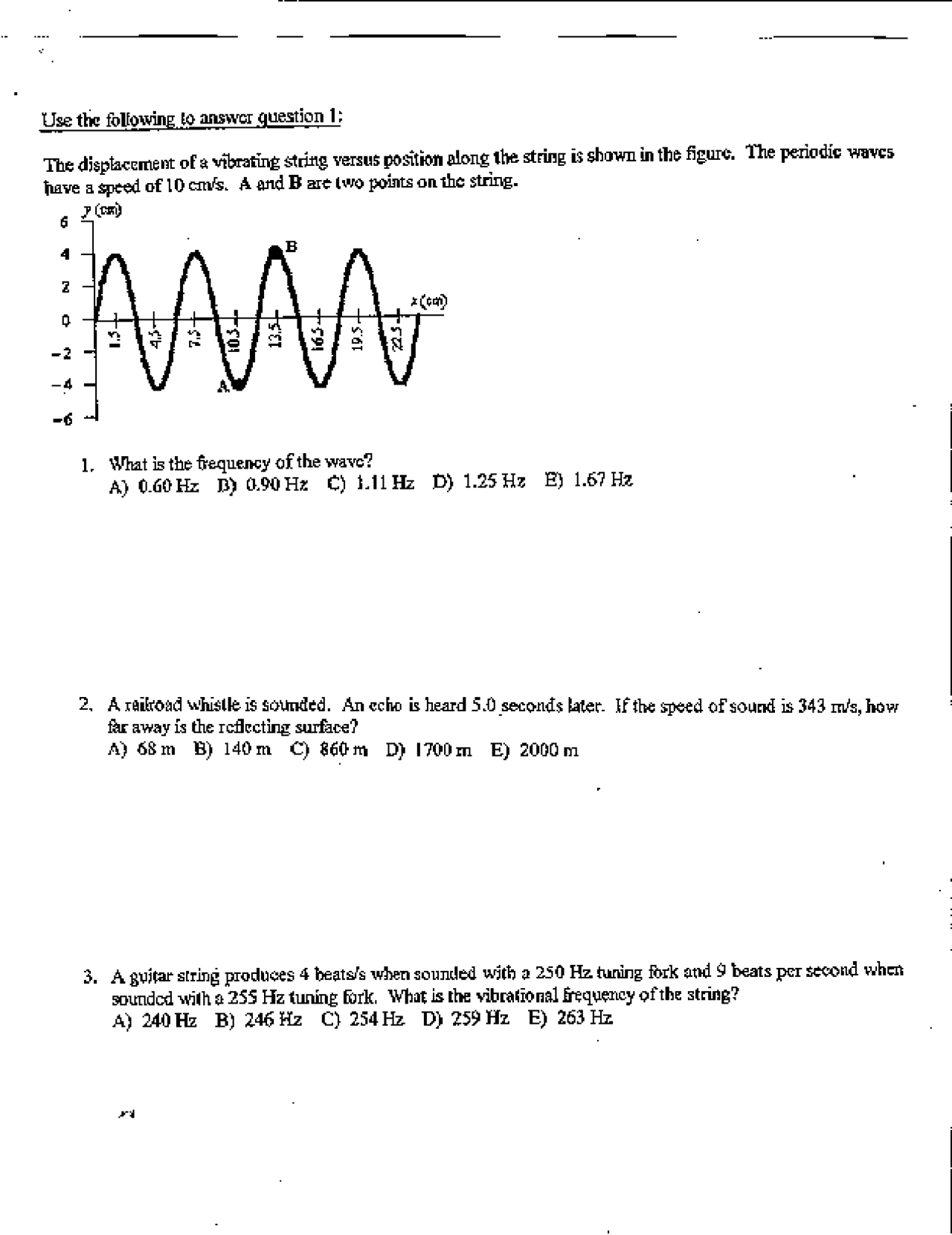 Frequency Of Wave General Physics Past Exam Docsity