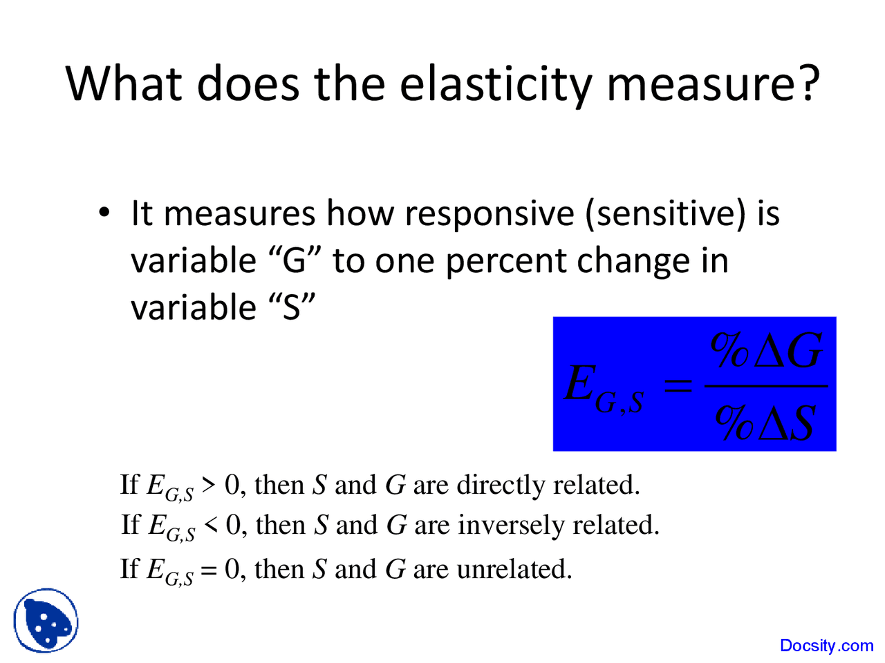 Elasticity Measure Managerial Economics Lecture Slides Slides