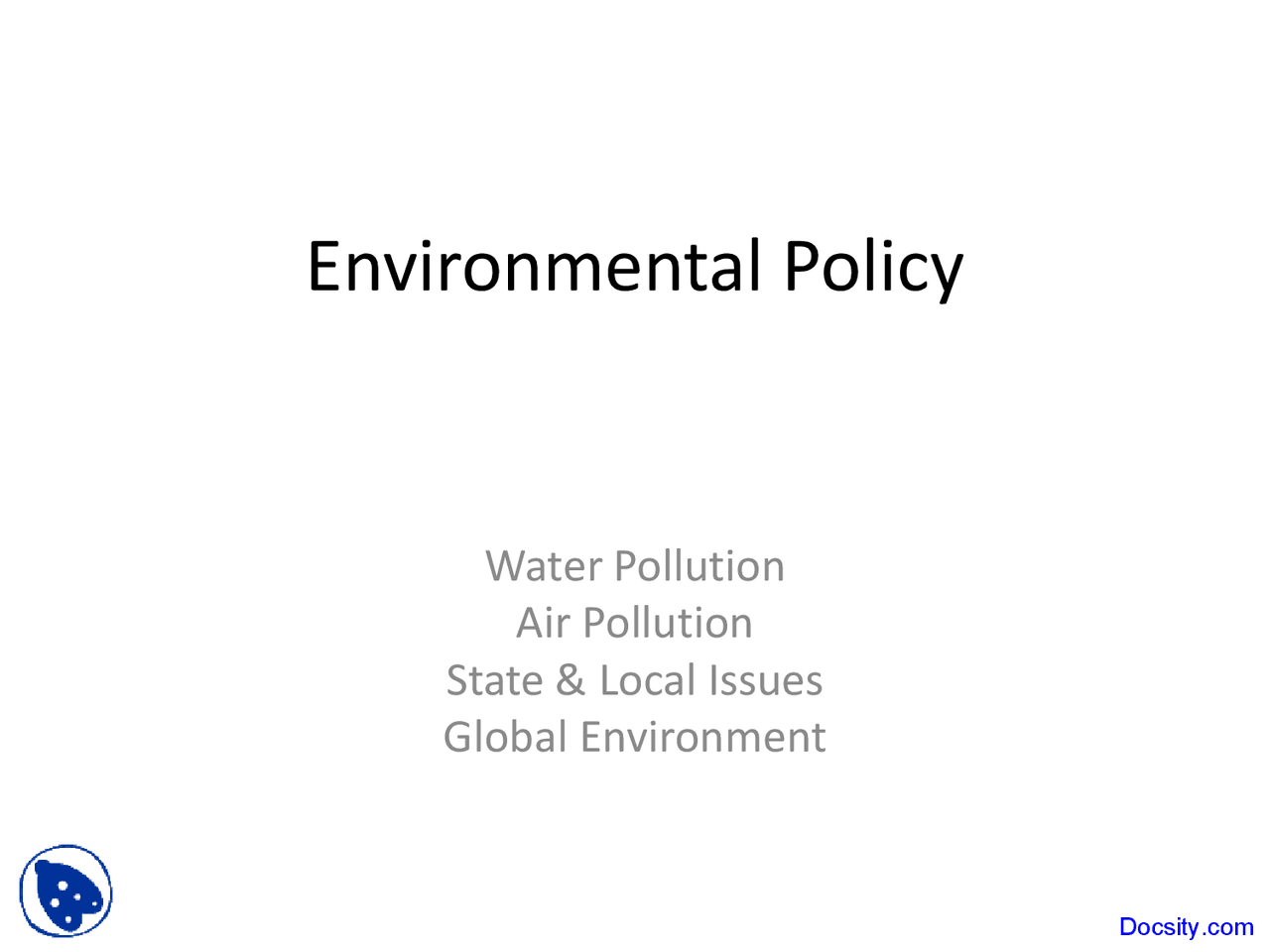 Environmental Policy Environmental Economics Lecture Slides Docsity
