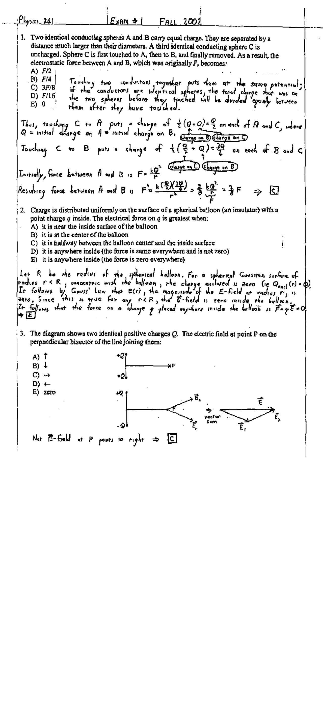 Identical Conducting Spheres Electricity And Optics Solved Exam
