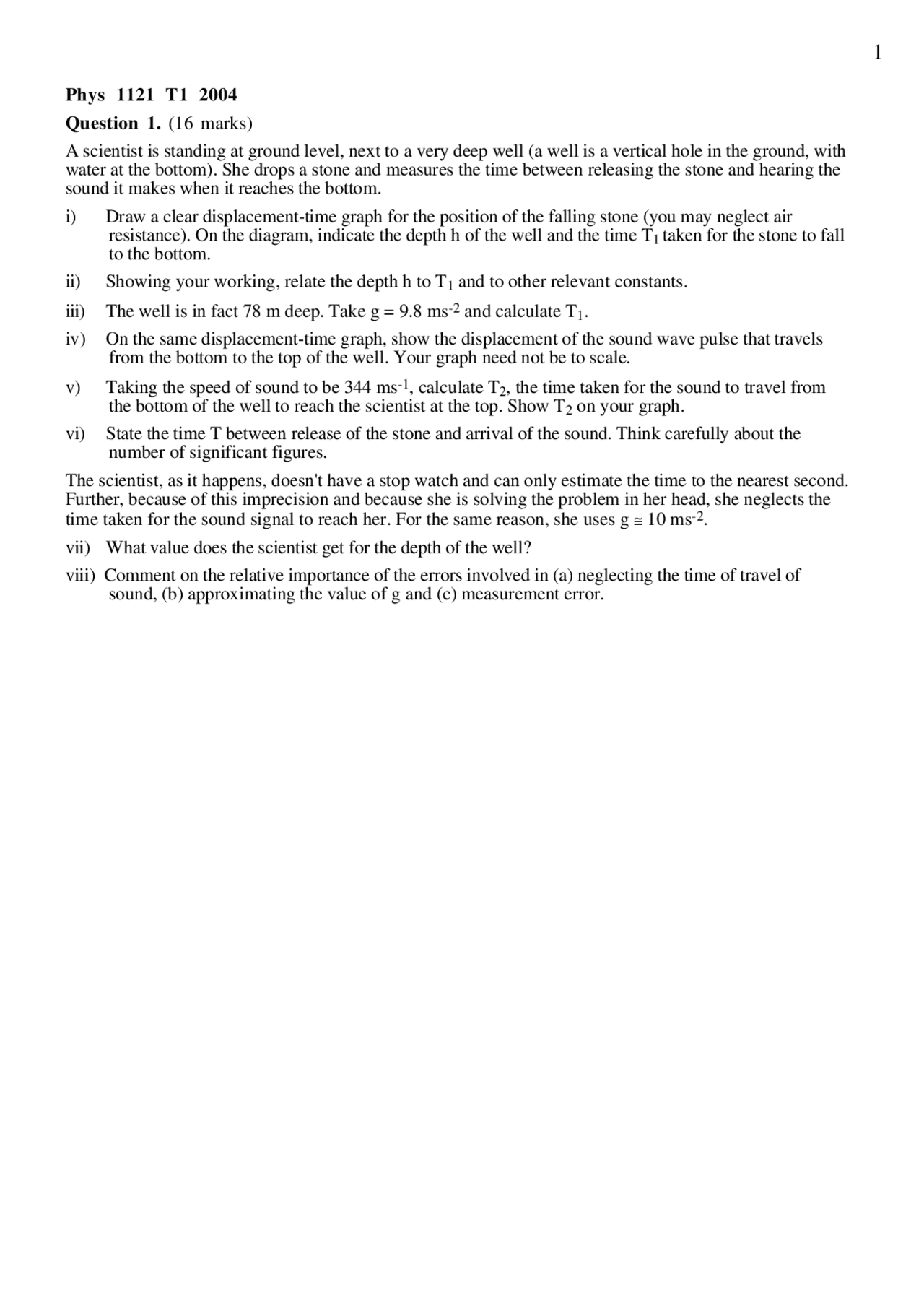 Sound Wave Pulse Physics Exam Paper Docsity