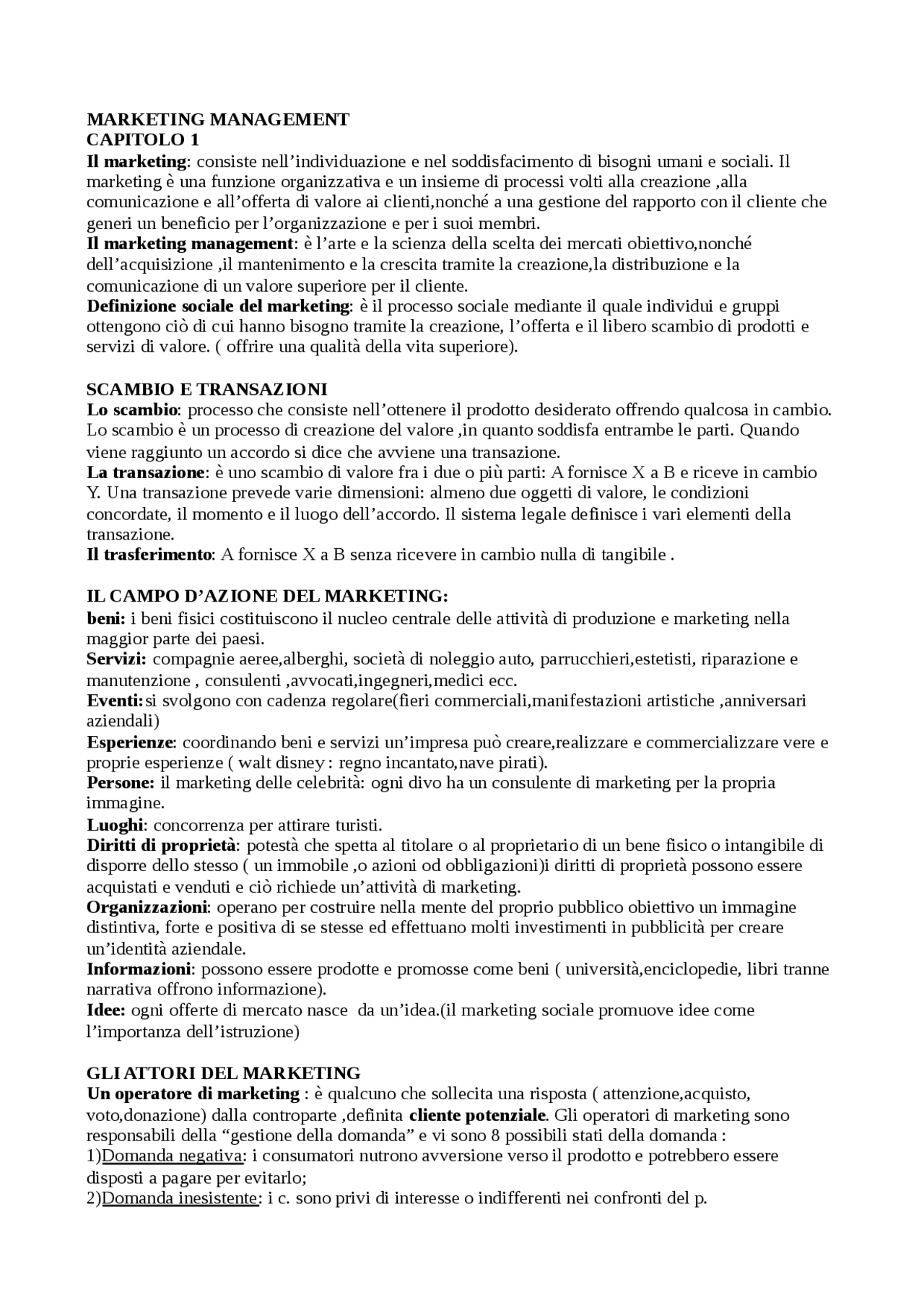 Kotler Riassunti Marketing Docsity