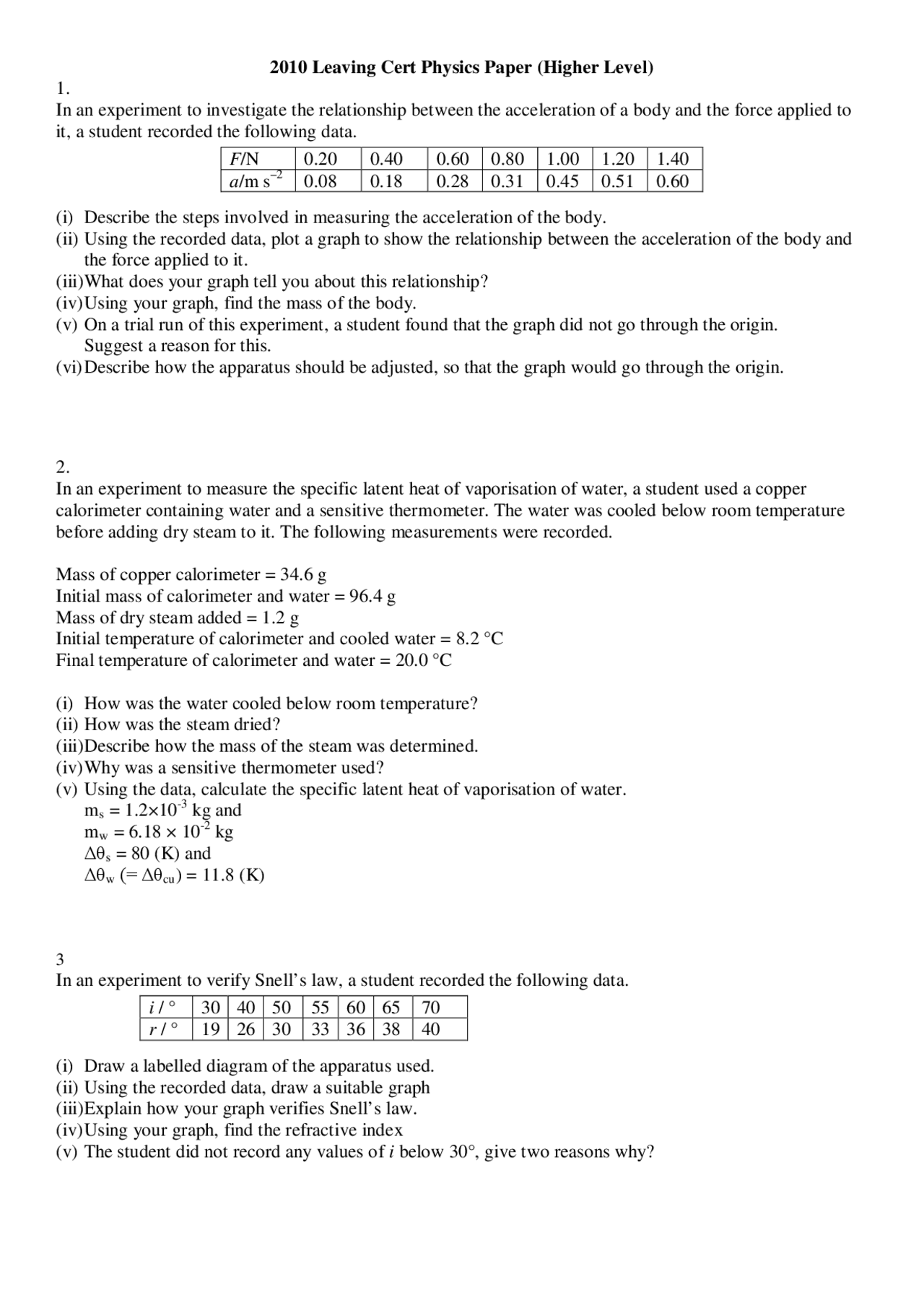 Steps In Measuring Acceleration Physics Exam Paper Exámenes