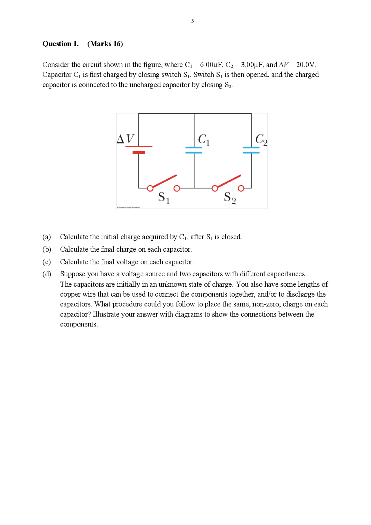 Charged Capacitor Higher Physics Past Paper Docsity