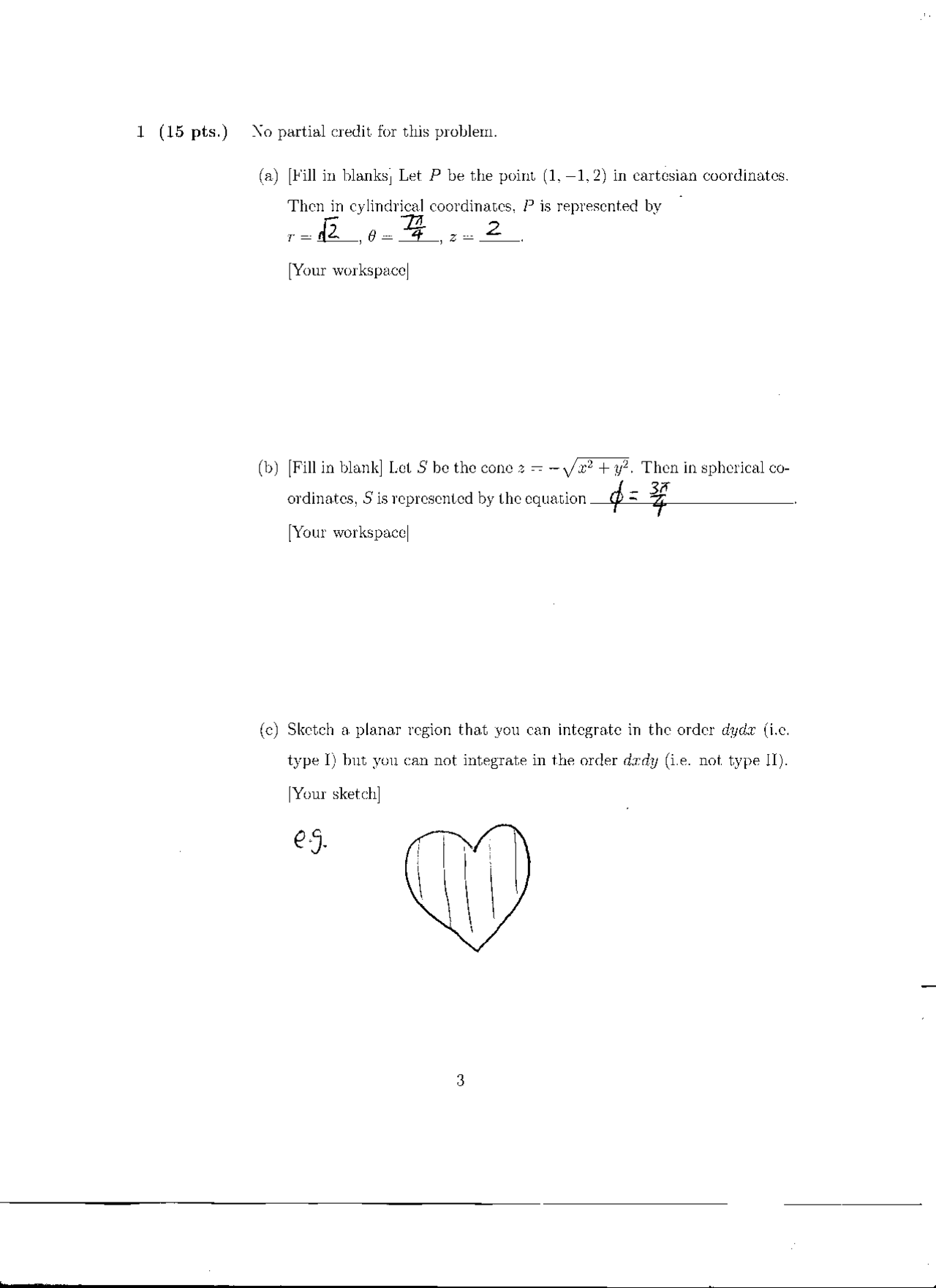 Cartesian Coordinates Multivariable Calculus Solved Past Paper