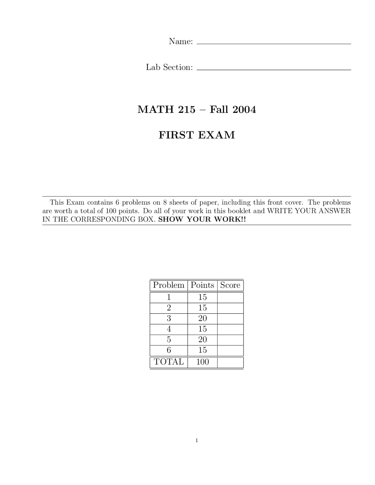 Triangle In Space Multivariable Calculus Past Paper Docsity