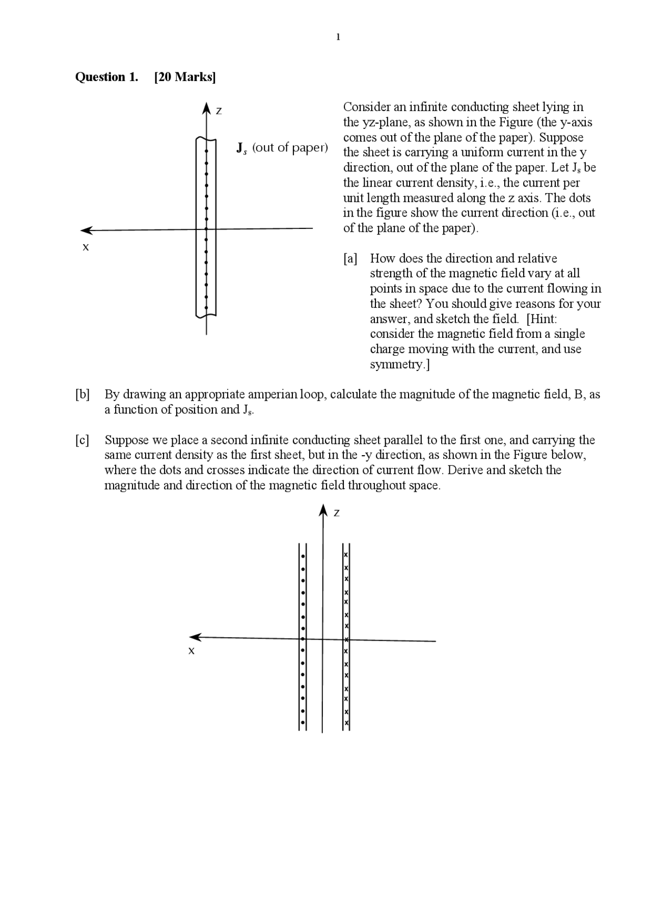 Infinite Conducting Sheet - Higher Physics - Past Paper - Docsity