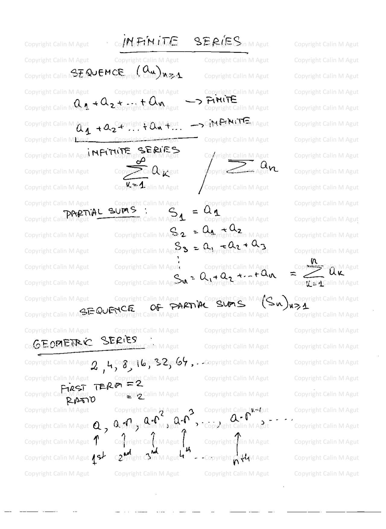 Infinite Series Calculus Lecture Notes Docsity