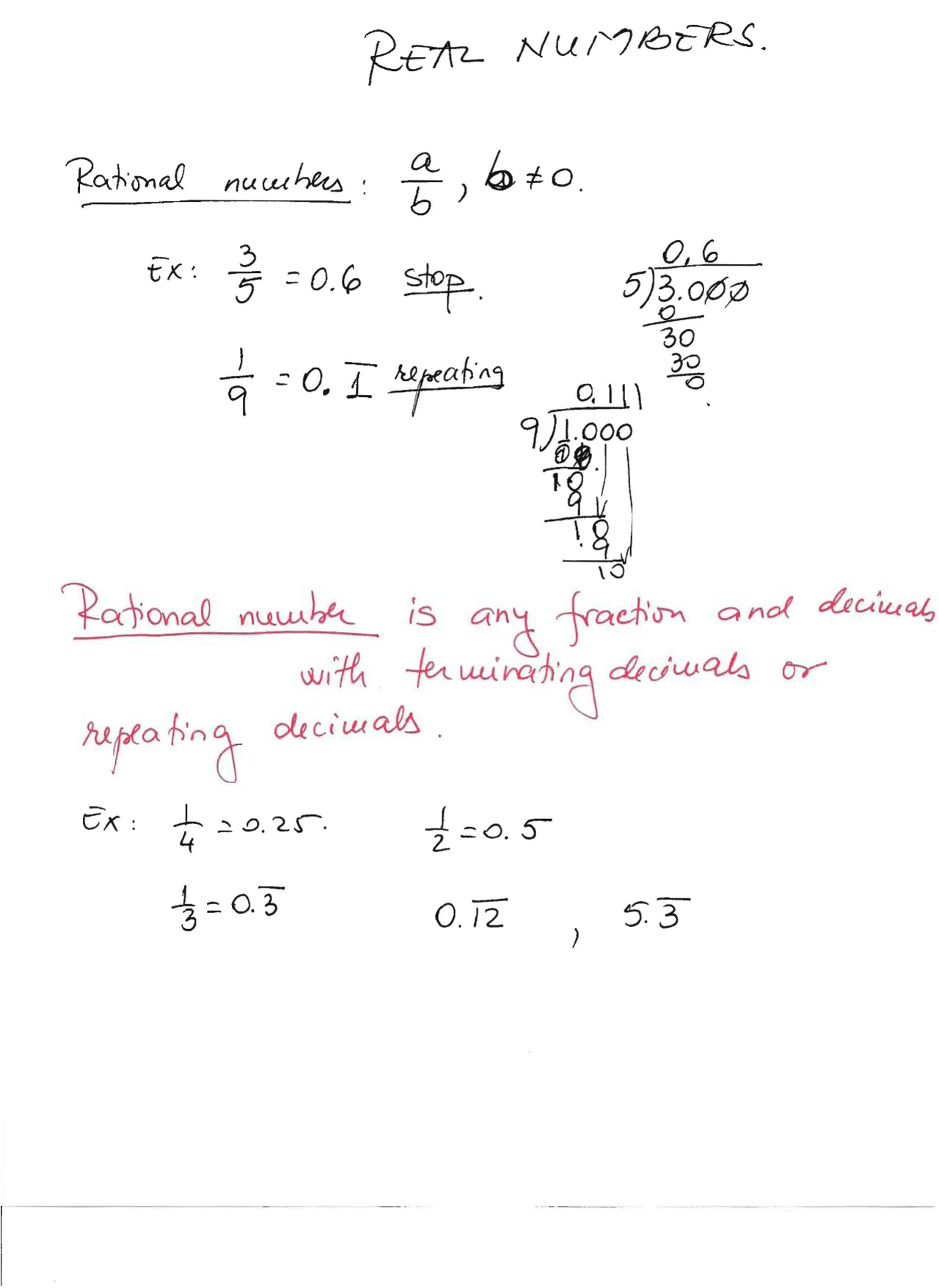 Real Numbers Pre Algebra Lecture Notes Docsity