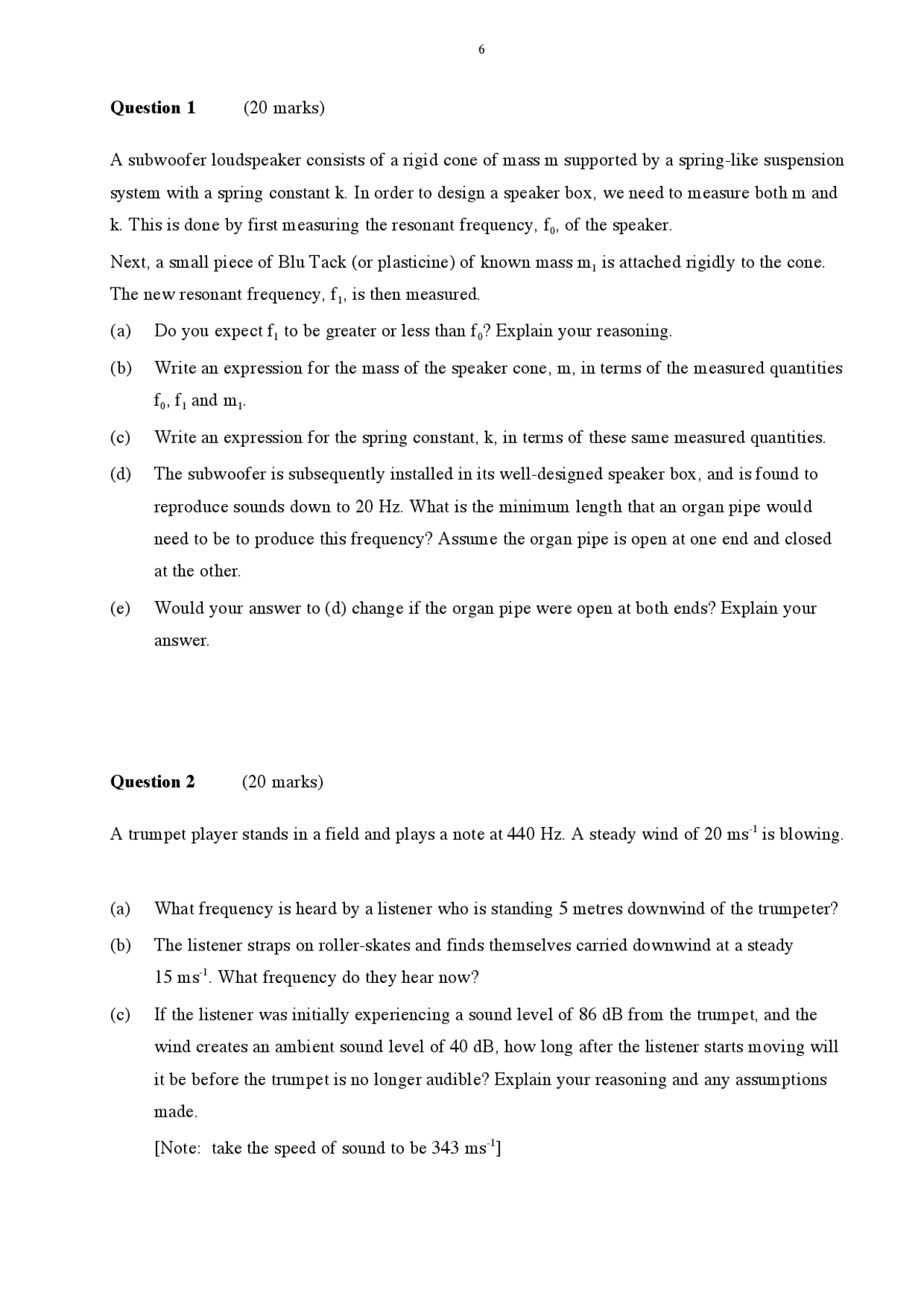 Resonant Frequency - Higher Physics - Past Paper - Docsity
